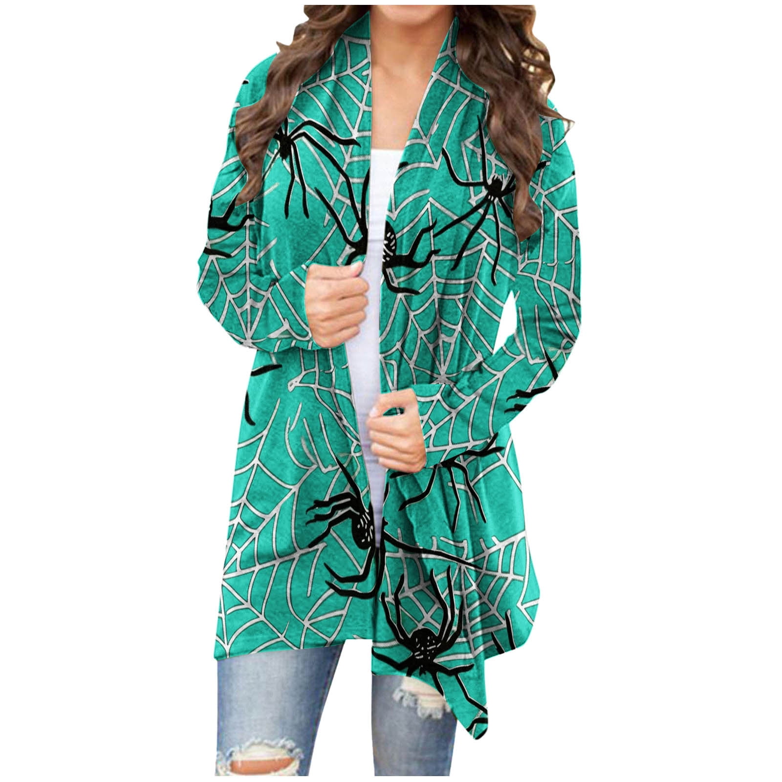 WXLWZYWL Womens Halloween Cardigan Plus Size Open Front Lightweight ...