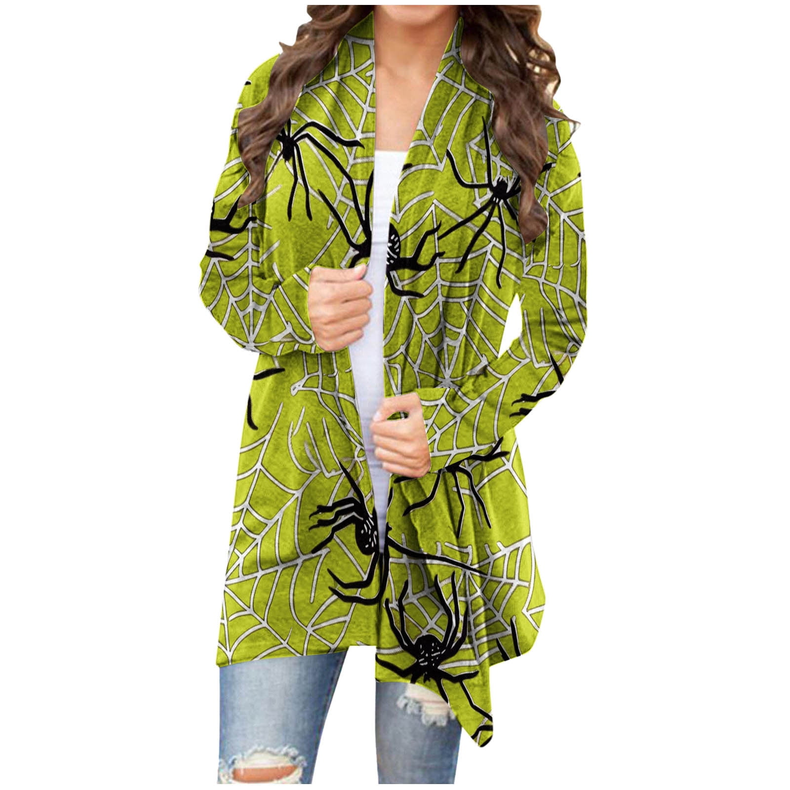 WXLWZYWL Womens Halloween Cardigan Plus Size Open Front Lightweight ...