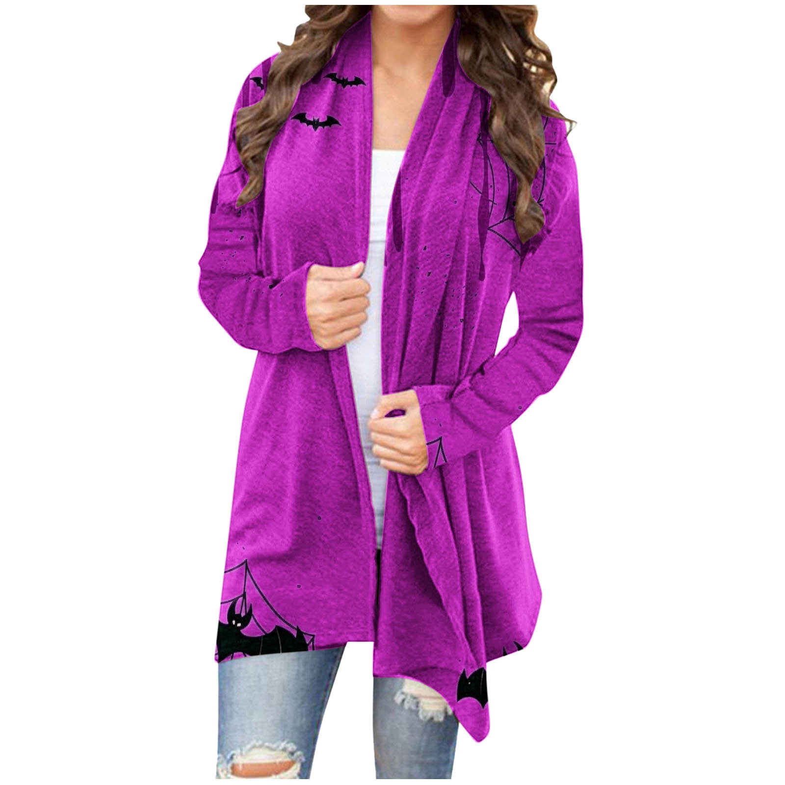 WXLWZYWL Womens Halloween Cardigan Plus Size Open Front Lightweight ...