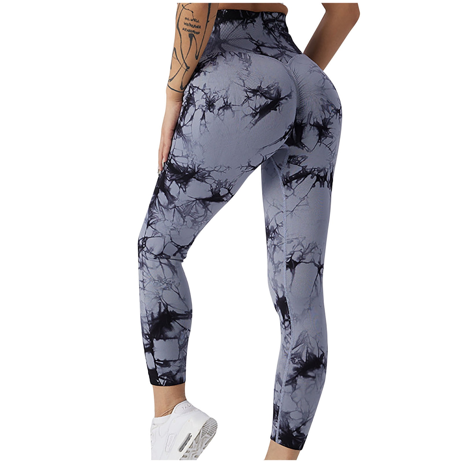 WXLWZYWL Womens High Waist Yoga Pants Cutout Ripped Tummy Control ...