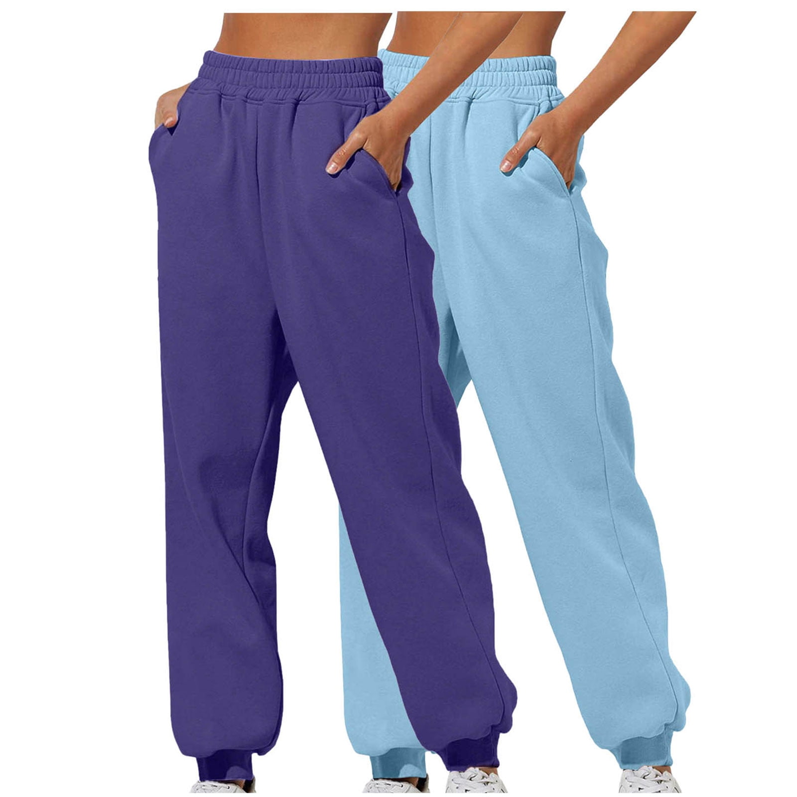 WXLWZYWL Womens Wide Leg Sweatpants Pack of 2 Cozy Fleece Boyfriend ...