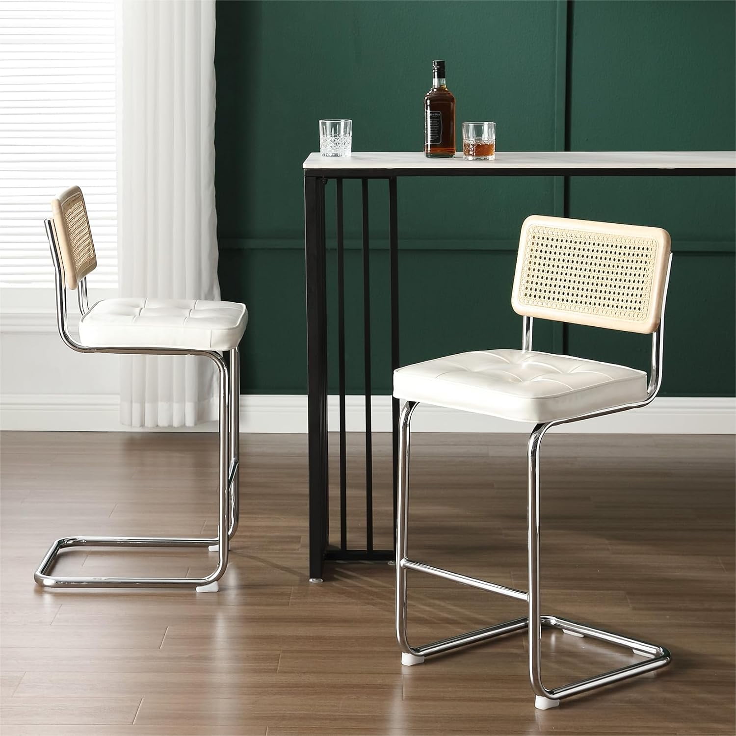 WXSHGY Boucle Rattan Stool 26 Inch Counter Seats Wood Frame Counter ...