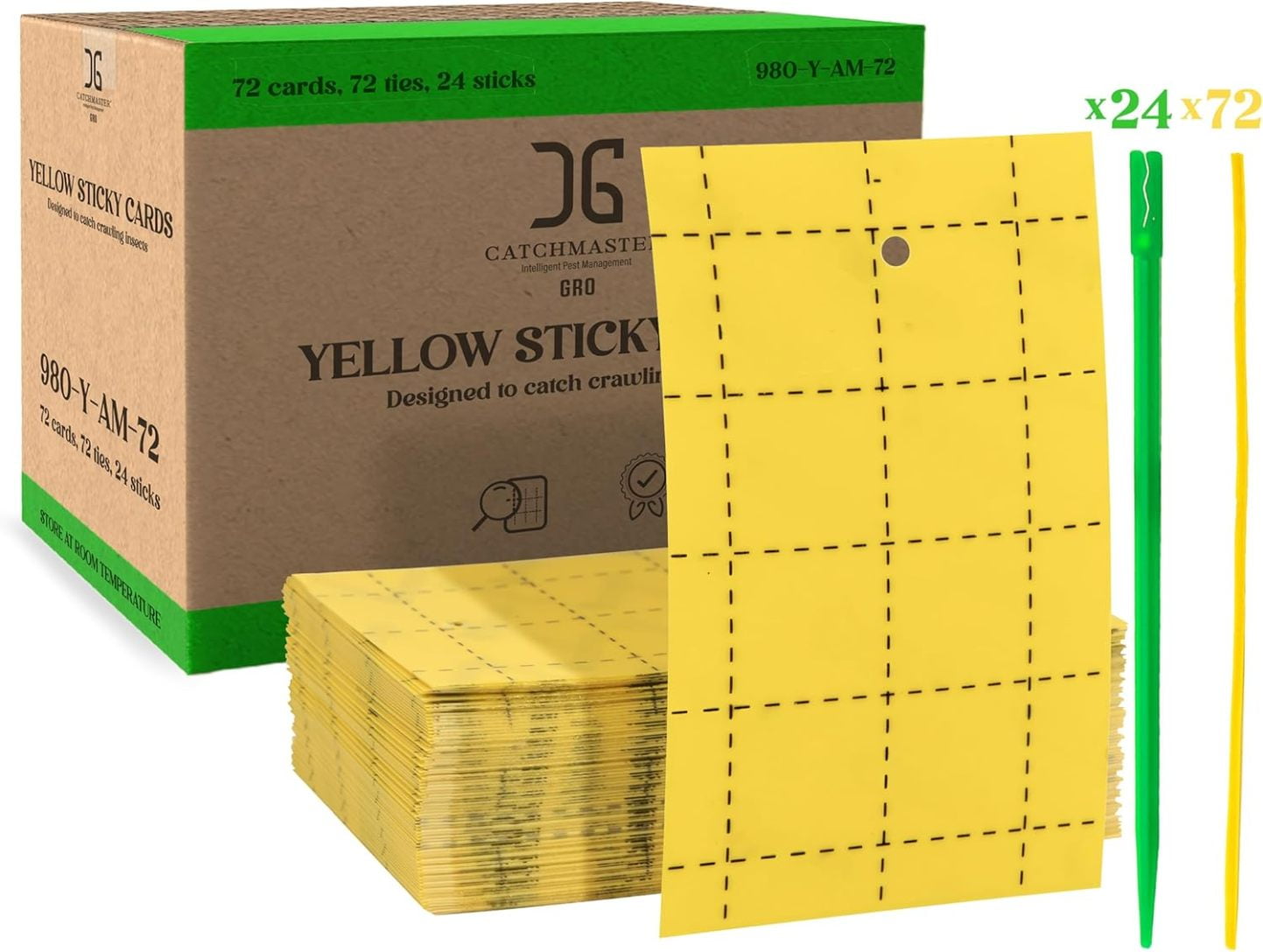 WXWP GRO Yellow Sticky Trap 72PK, Adhesive Outdoor Insect Trap, Protect ...