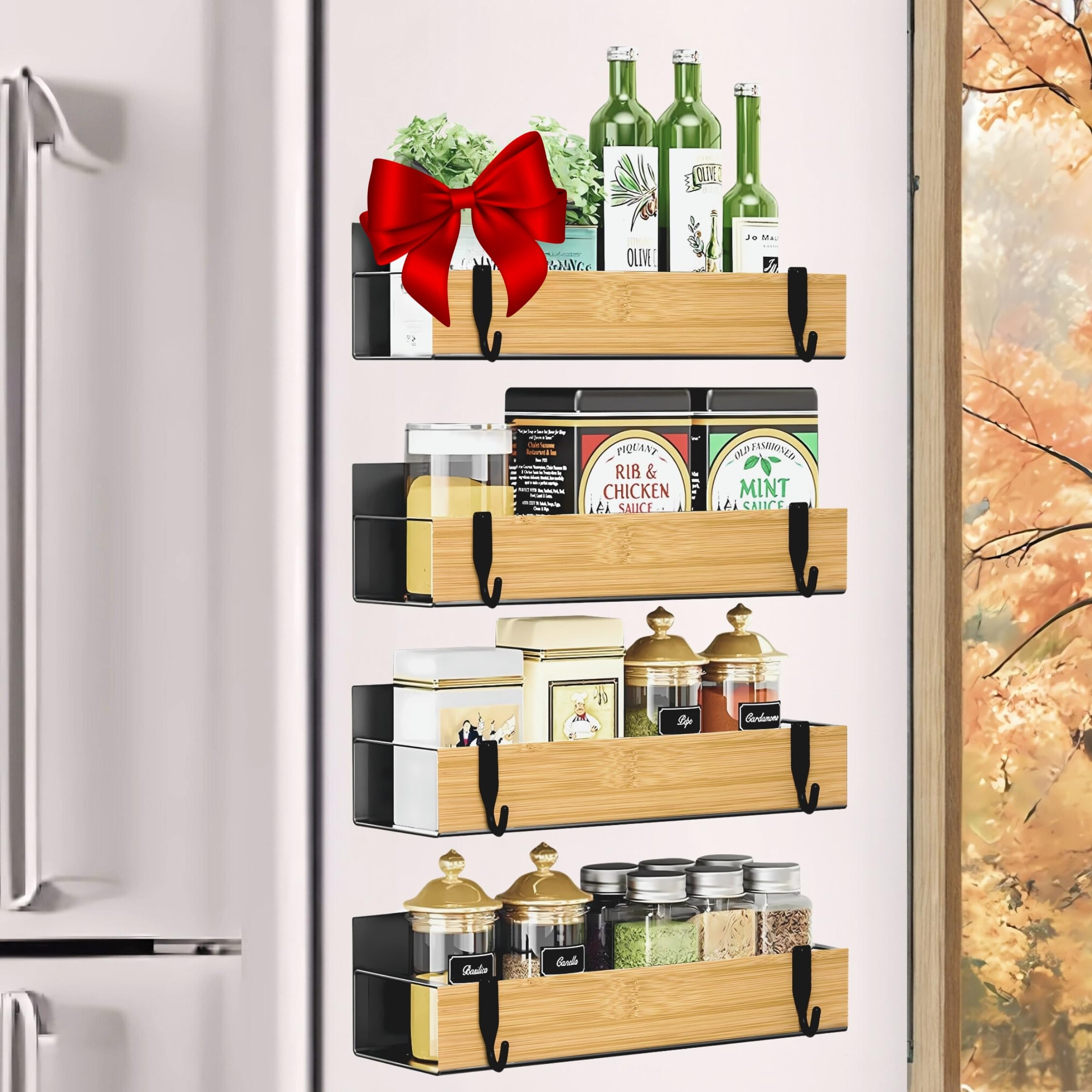 WY Family Magnetic Spice Rack for Refrigerator - Magnetic shelf ...