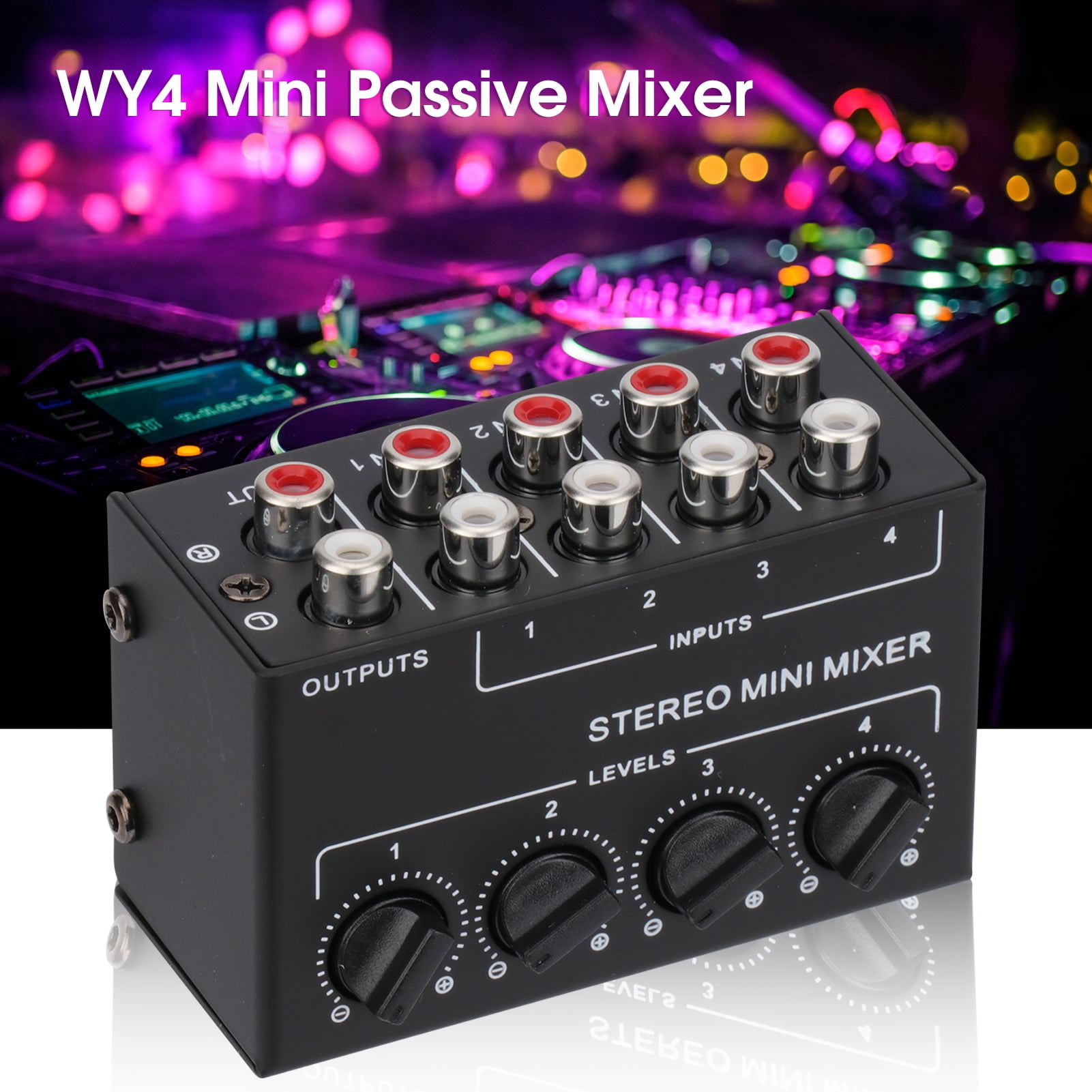 WY4 Audio Mixer Passive 4 Input 1 Output Low Noise 4 Channels High ...