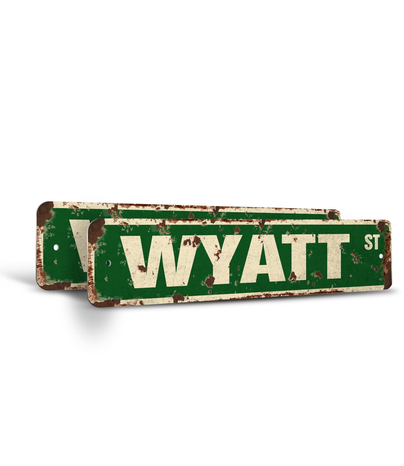 WYATT Vintage Style Rustic Street Sign – (2 Pack) Childrens Name Room ...