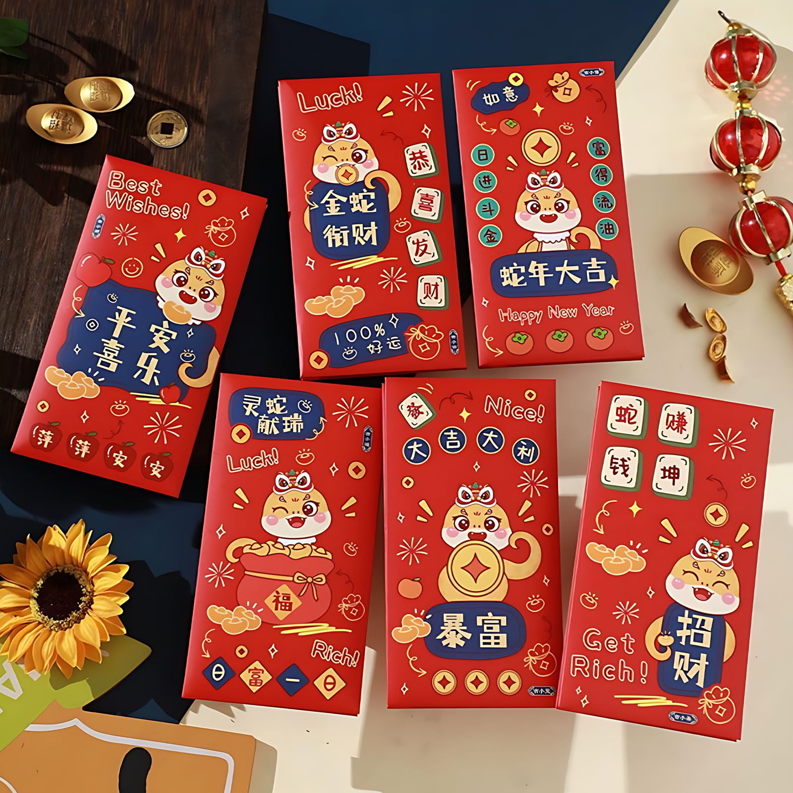 WYBXZ Chinese New Year Red Envelopes Snake 2025, Lunar New Year of the ...