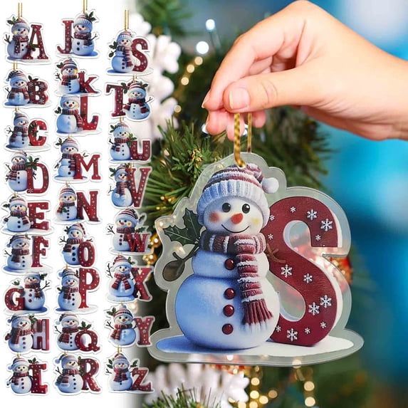 WYBXZ Christmas Letter S Snowman Ornament, Plastic Hanging Alphabet ...