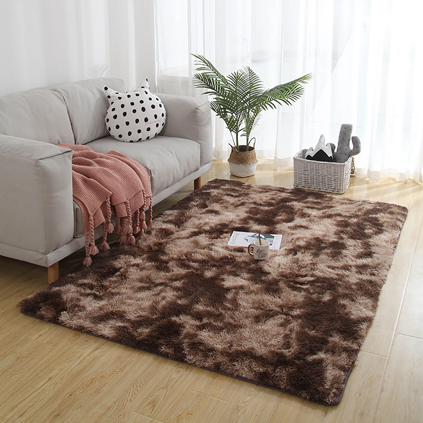 WYBXZ Fuzzy Rugs for Living Room, Tie-Dyed Shag Large Rug Fuzzy Throw ...