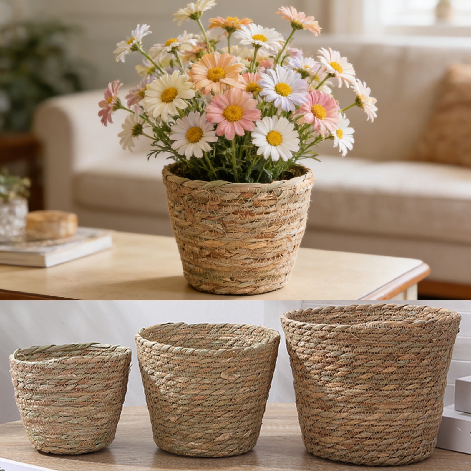 WYBXZ Medium Woven Plant Basket – Fits 6-7 Inch Pots – Moisture ...