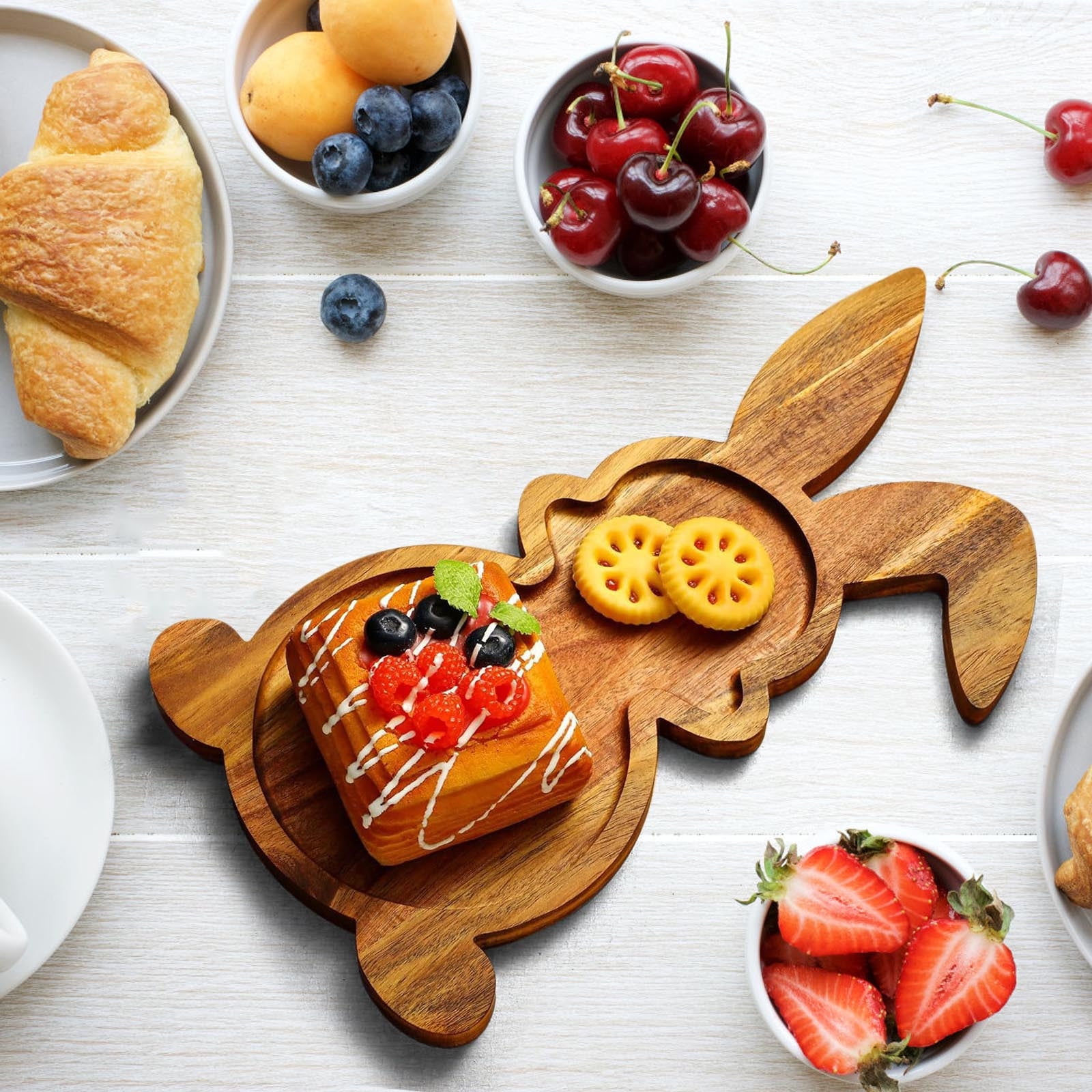 WYBXZ Rabbits Shaped Charcuterie Board, Easter Wooden Tray, Cute Wooden ...