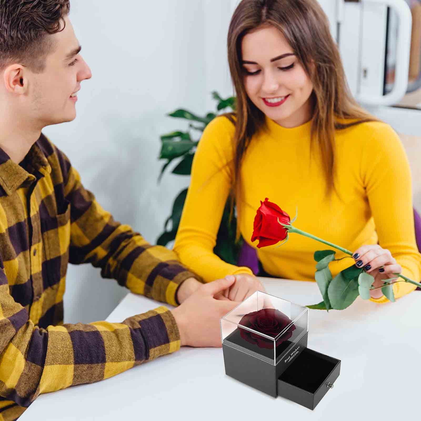 WYBXZ Rose Jewelry Box, Acrylic Gift Box Packaging, Valentine's Day ...