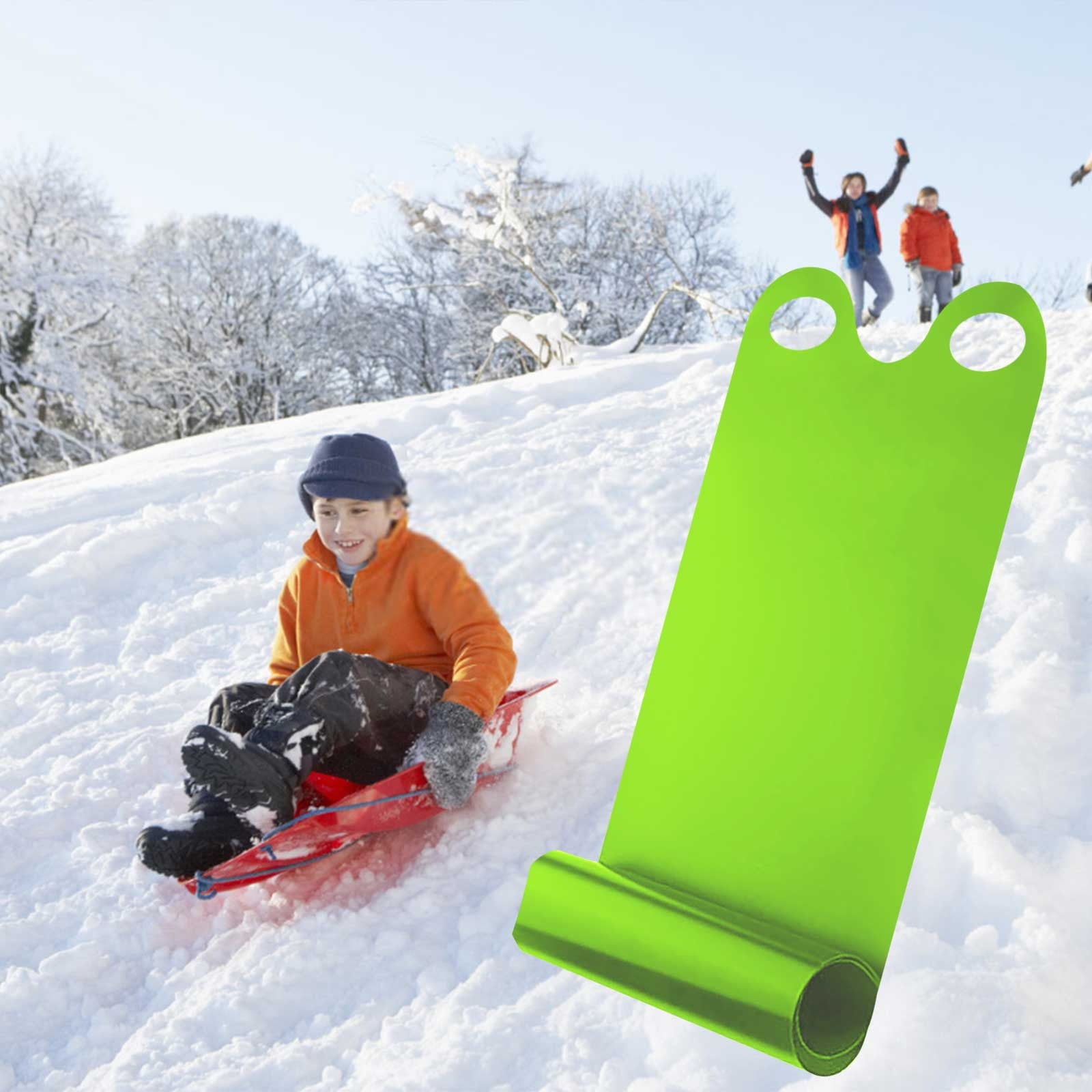 WYBXZ Sled for Kids, Portable Extra Thick Roll Up Plastic Snow Slider ...