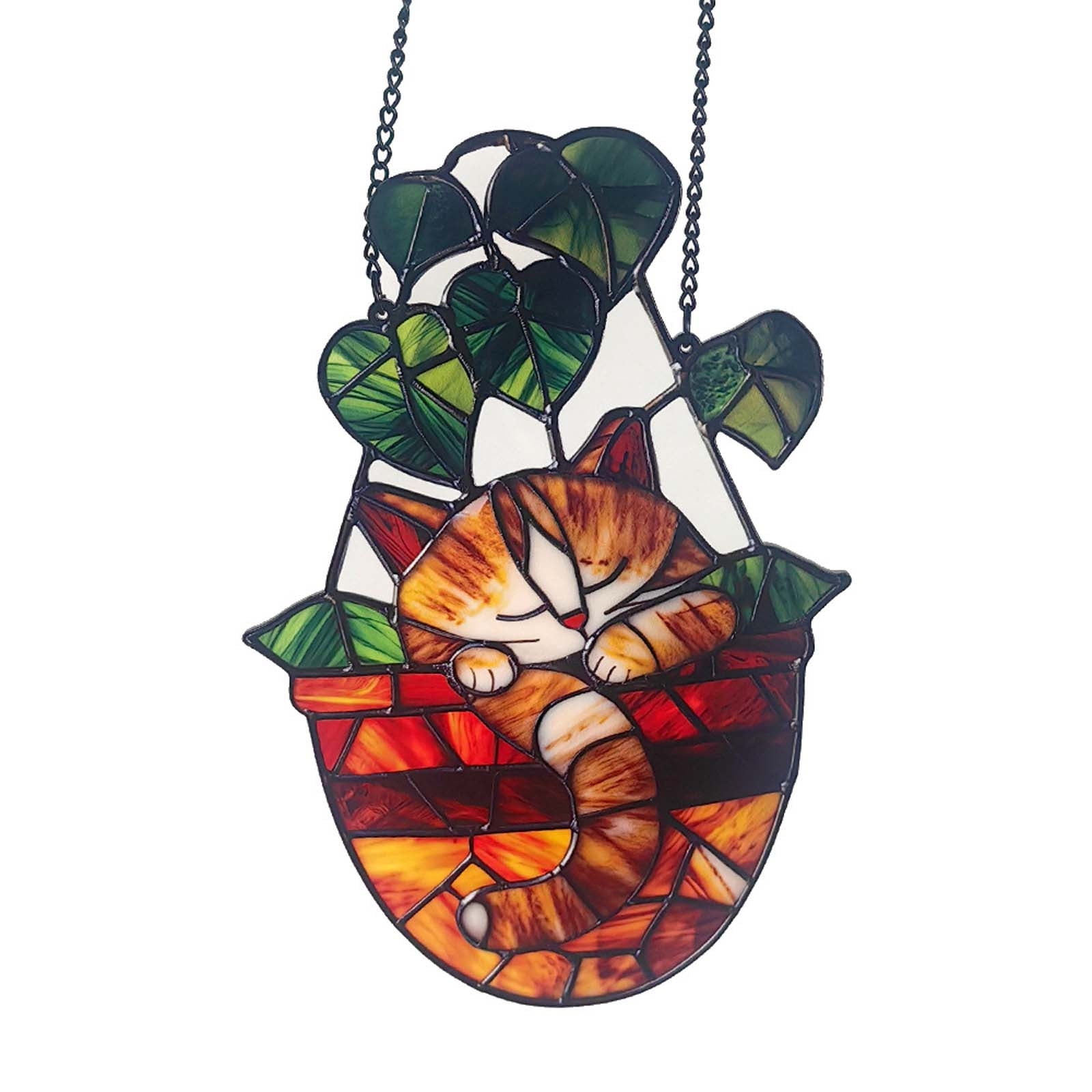 WYBXZ Stained Glass Window Hanging, Suncatcher Stained Glass Art Window ...