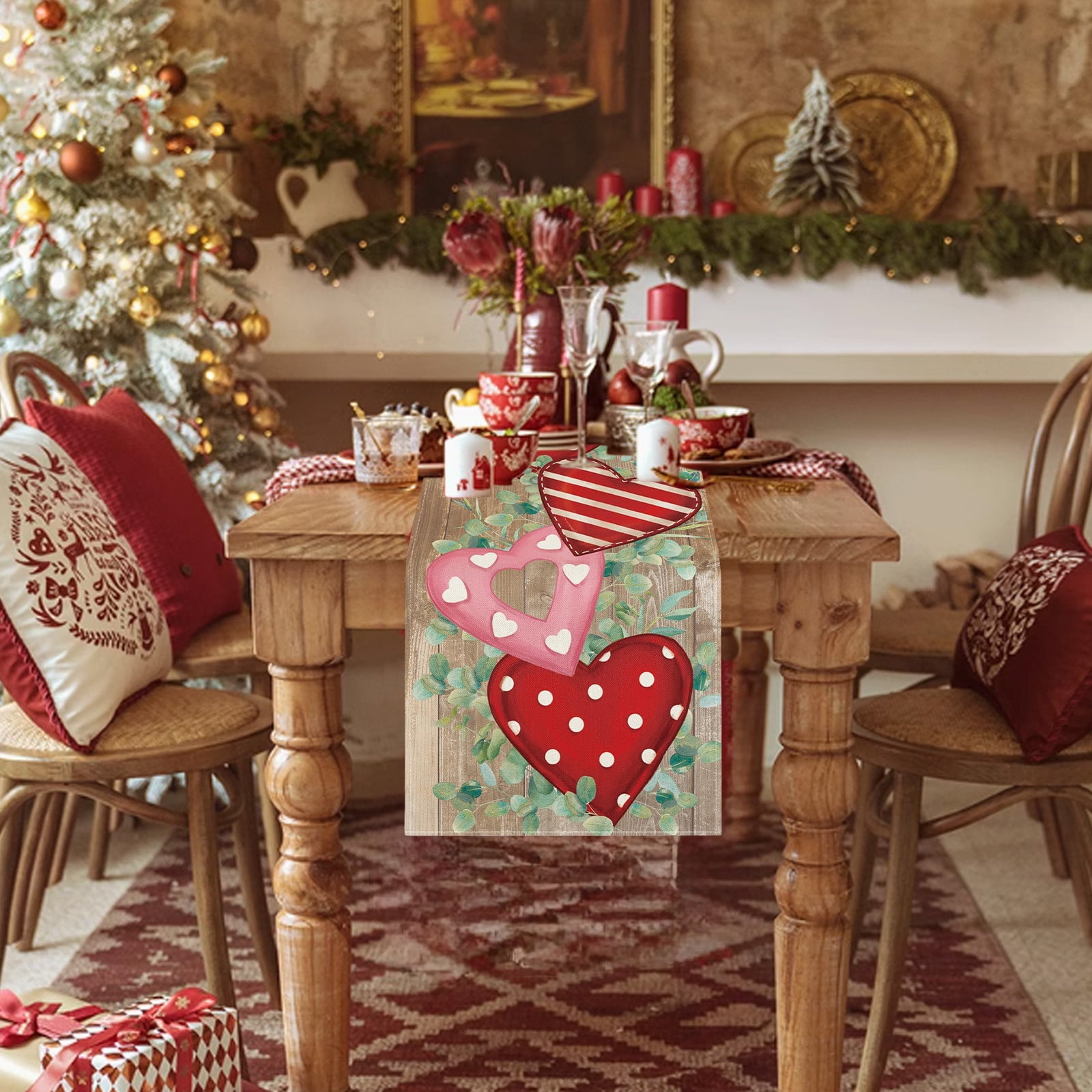 WYBXZ Valentine's Day Red Love Hearts Table Runner, Super Soft ...
