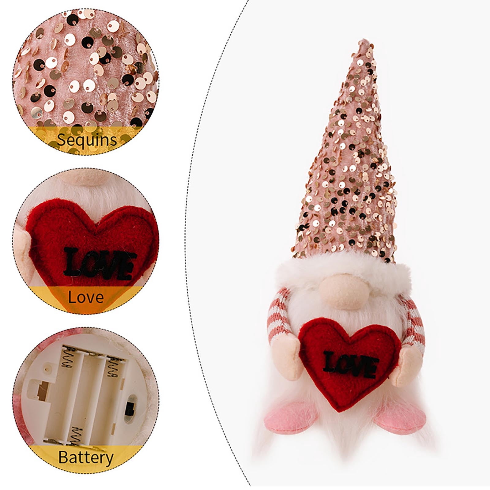 WYBXZ Valentine's Plushes Doll Ornaments, Glowing Faceless Dolls ...