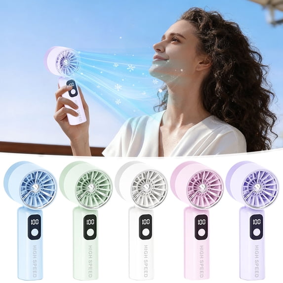WYBXZ White High Speed Handheld Fan 5 Speeds Digital Display USB-C ...