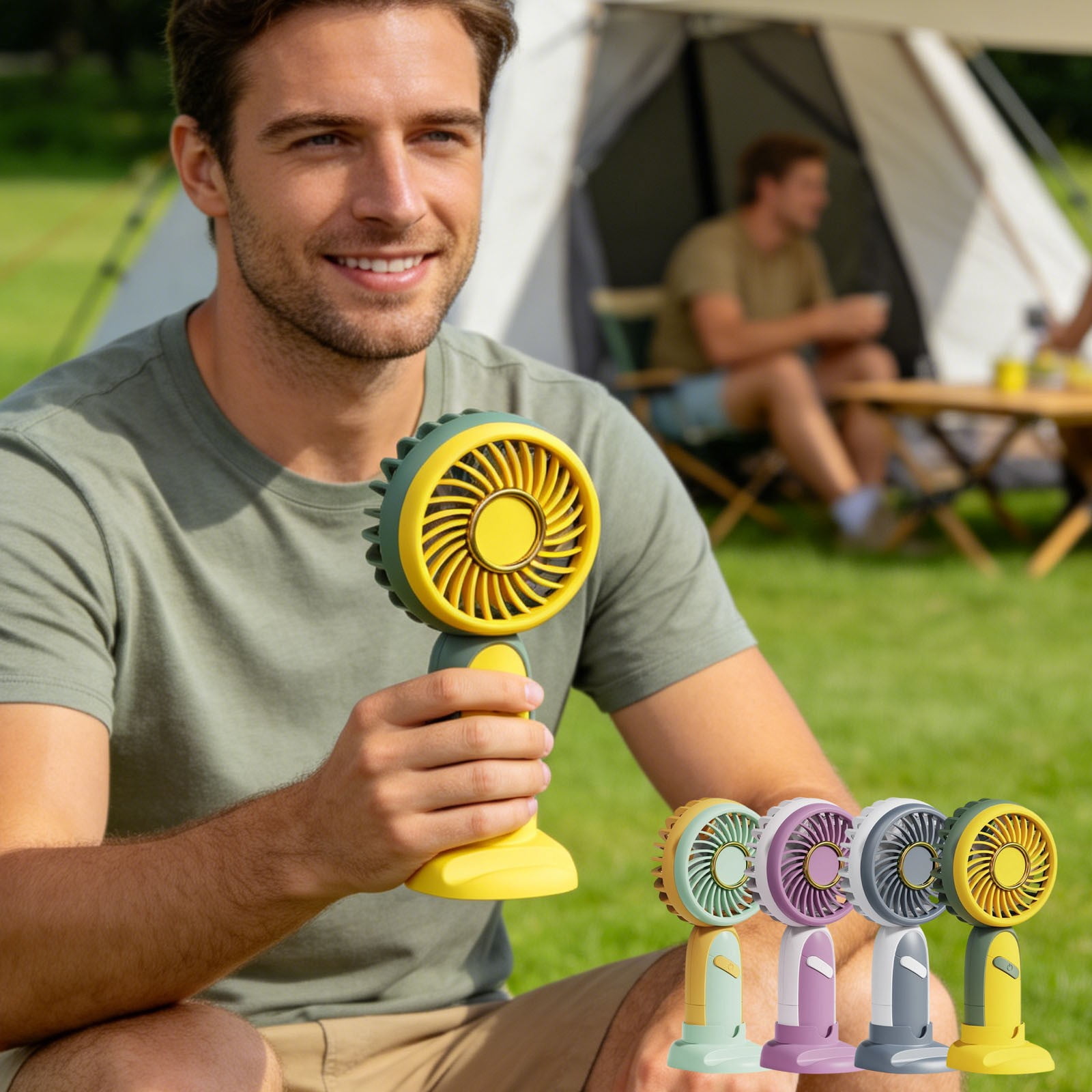 WYBXZ Yellow Simple Handheld Fan for students USB Rechargeable 500mAh ...