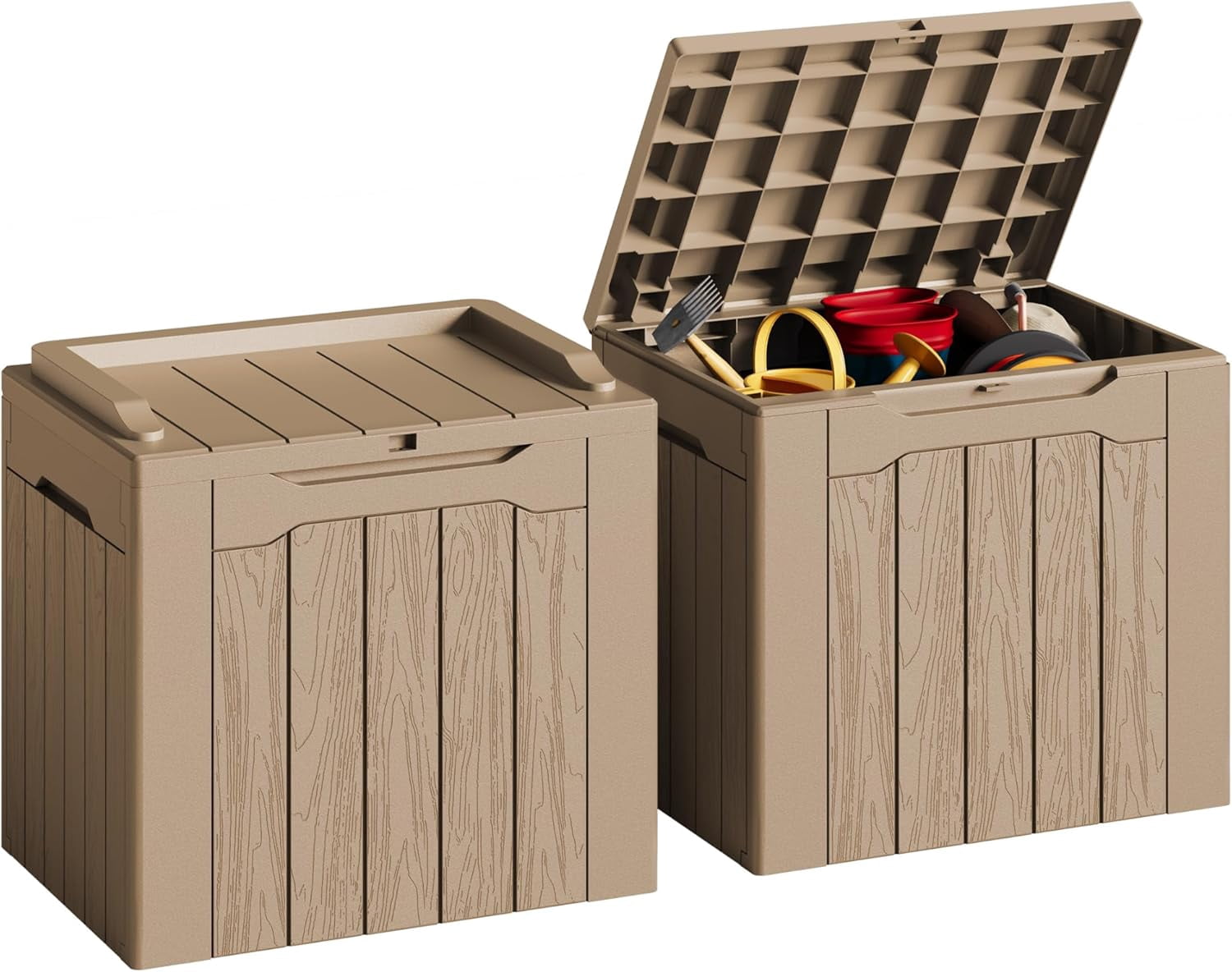 WYDK 31 Gallon Resin Deck Box Waterproof Indoor Outdoor Storage Boxes ...