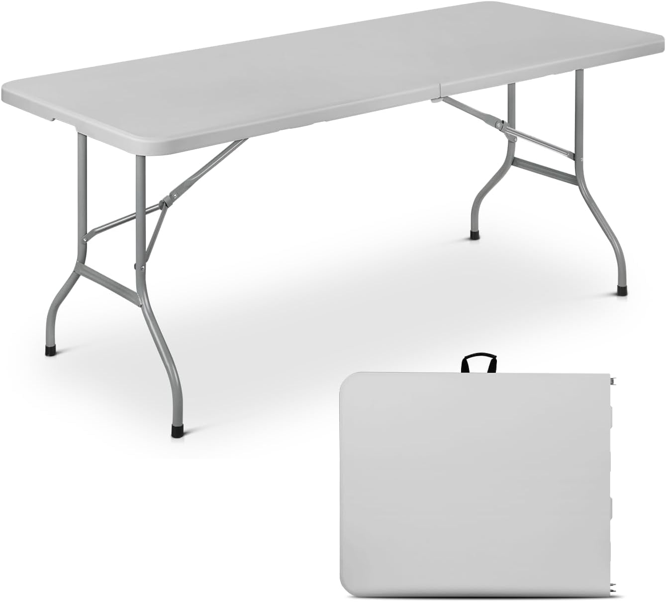 WYDK 8Ft Large Folding Table for 6 Person, Heavy-Duty Legs & Portable ...