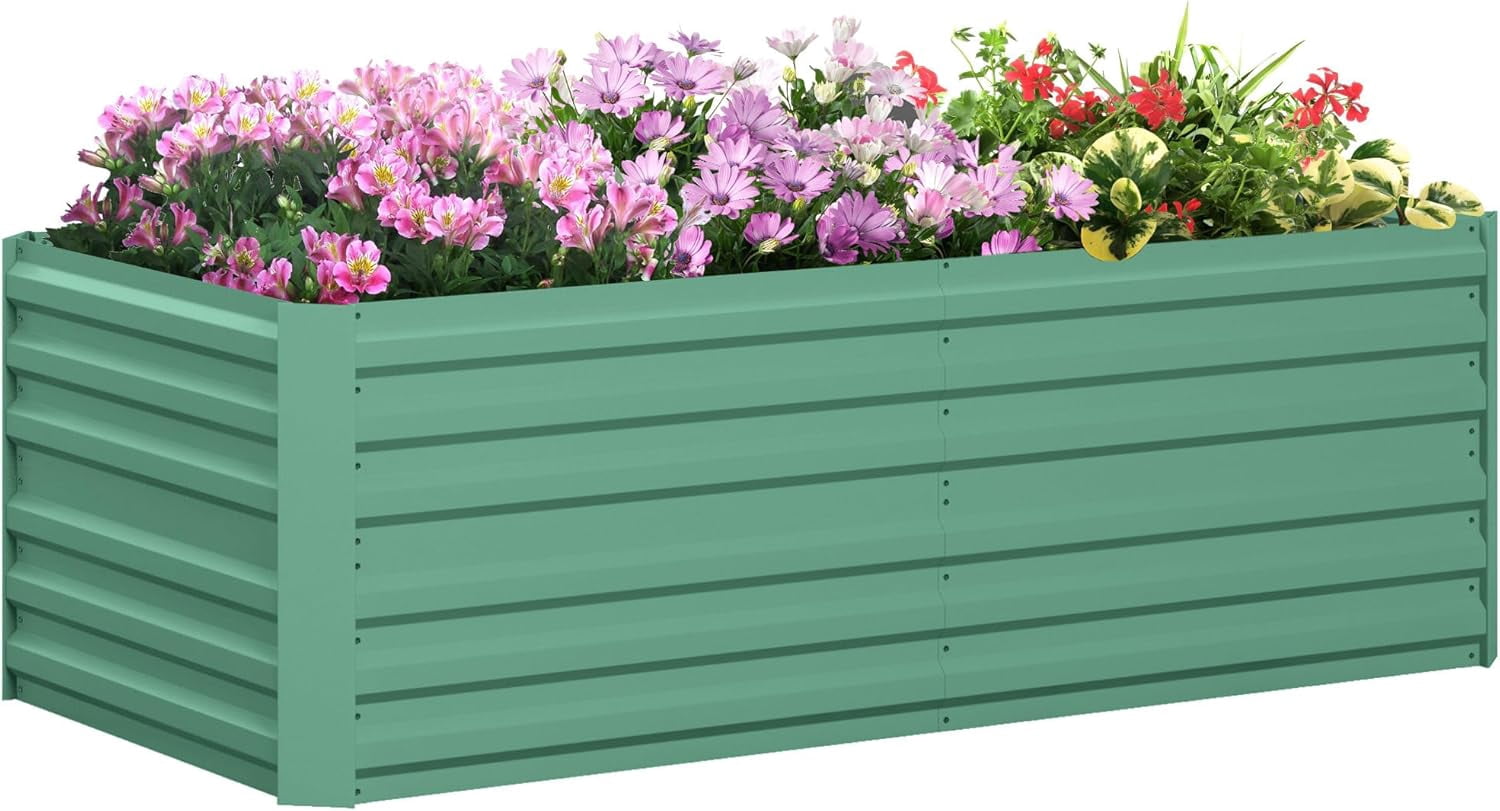 WYDK Galvanized Raised Garden Bed Kit with Reinforcing Bars, Large and ...