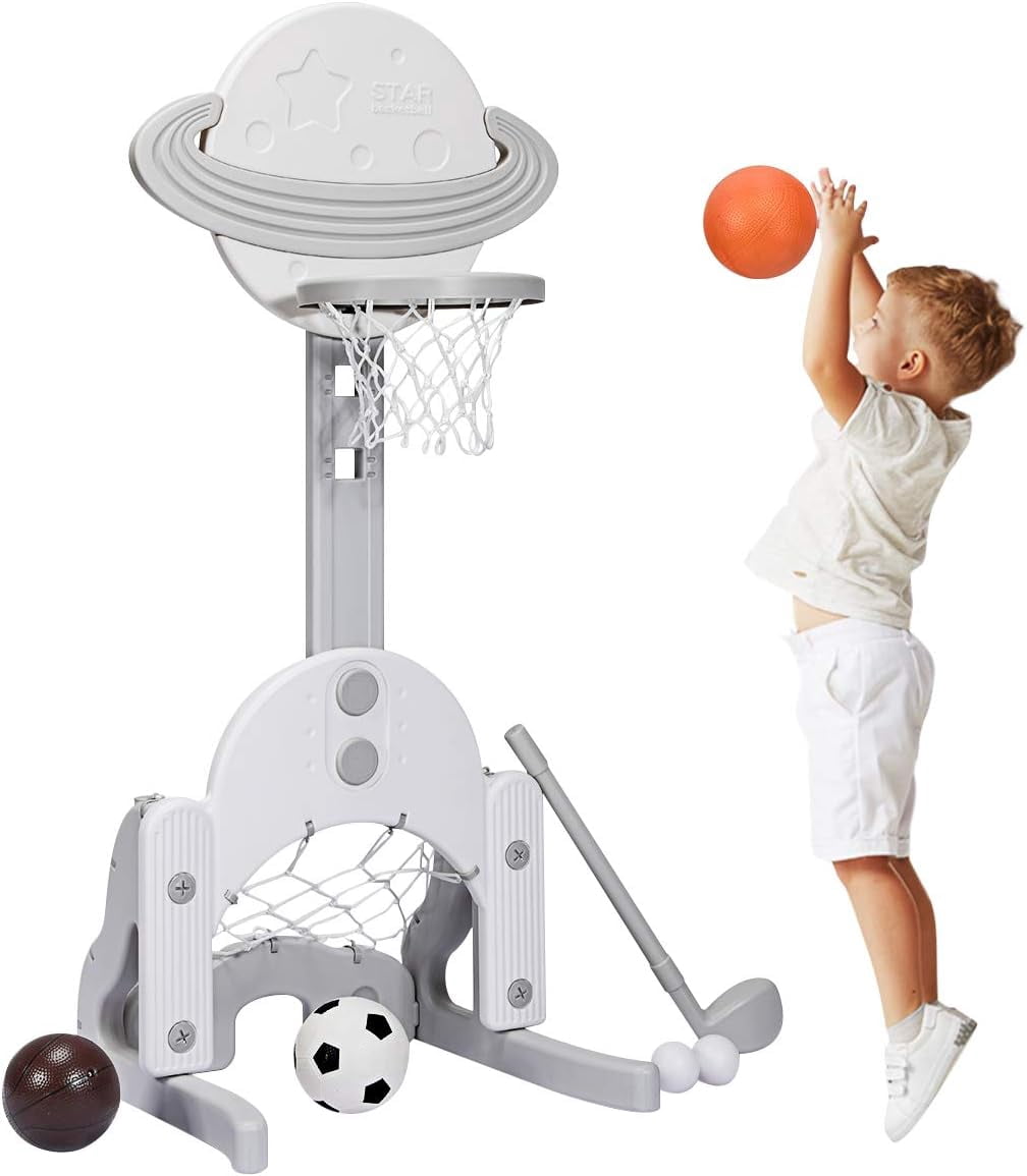 WYDK Kids Basketball Hoop, Toddler Sports Activity Center with 5 ...