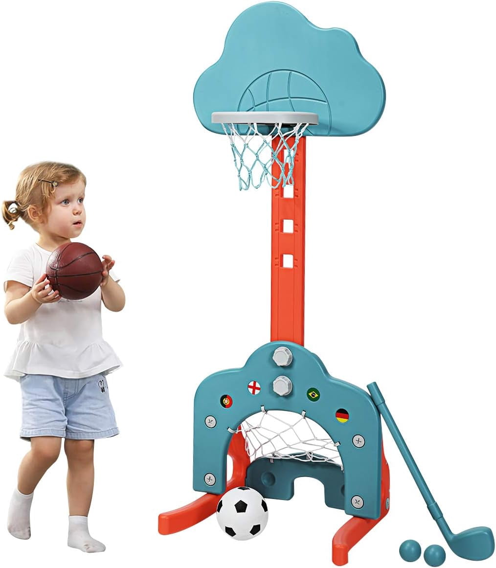 WYDK Kids Basketball Hoop, Toddler Sports Activity Center w/ 5 ...