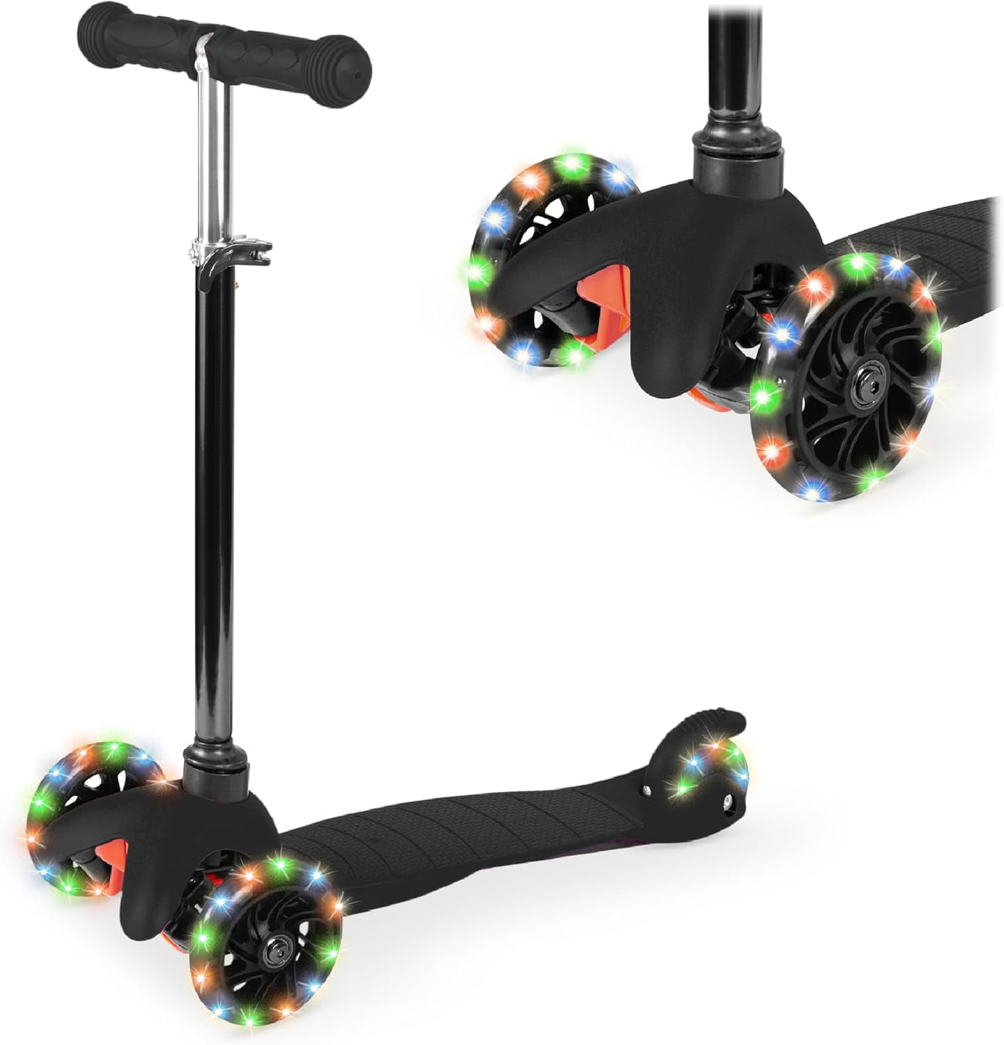 WYDK Kids Mini Kick Scooter Toy w/ Light-Up Wheels, Height Adjustable T ...