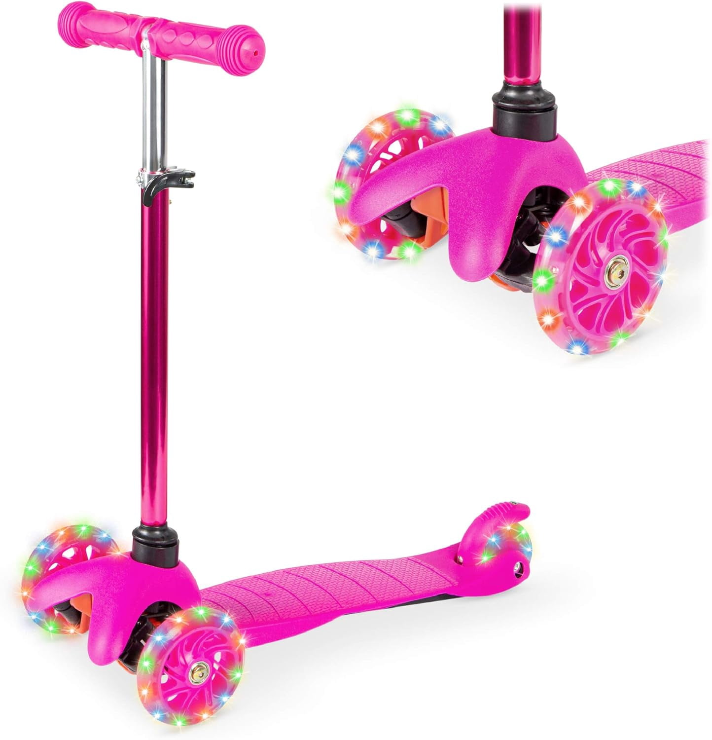 WYDK Kids Mini Kick Scooter Toy w/ Light-Up Wheels, Height Adjustable T ...