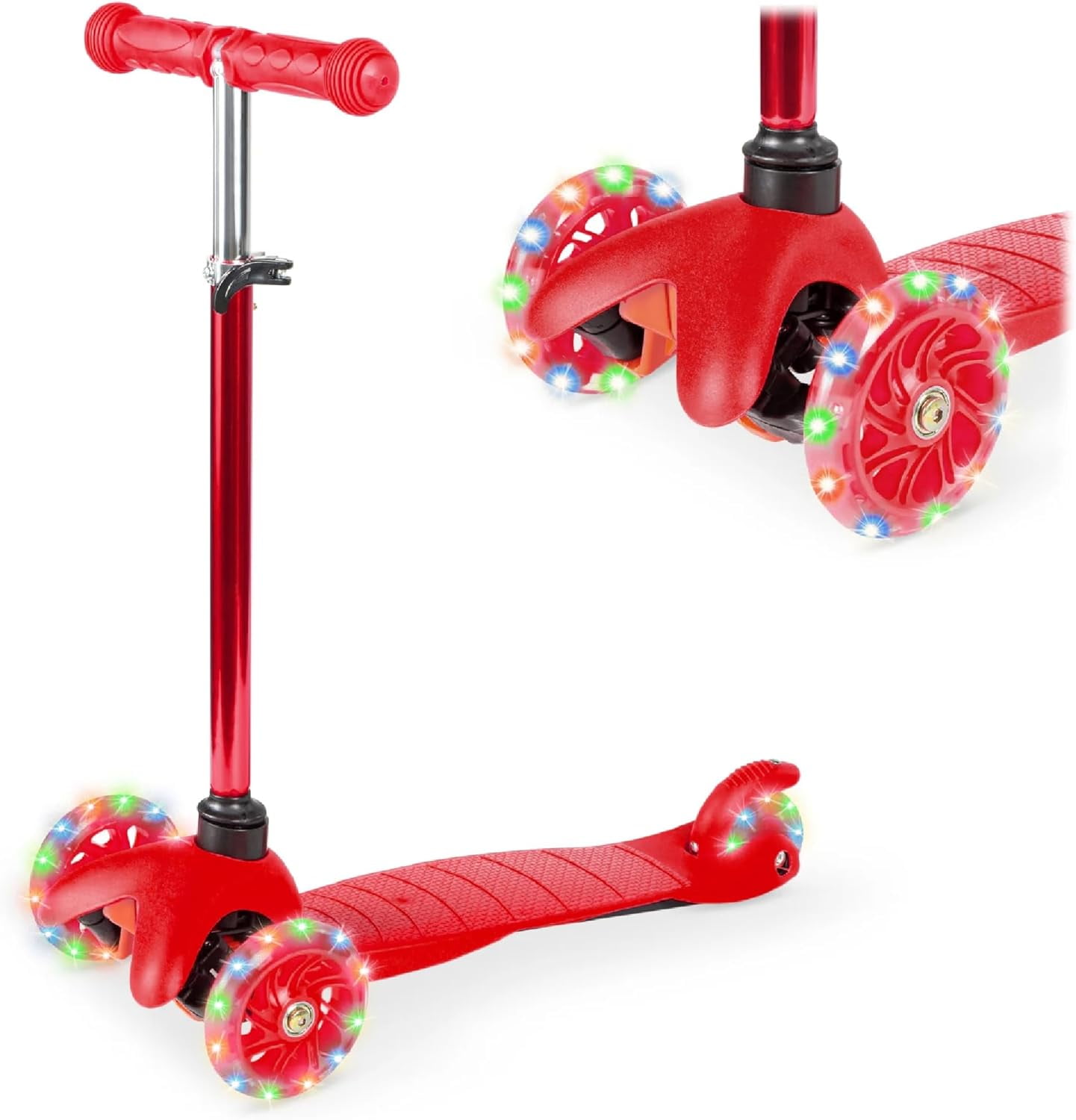 WYDK Kids Mini Kick Scooter Toy w/ Light-Up Wheels, Height Adjustable T ...