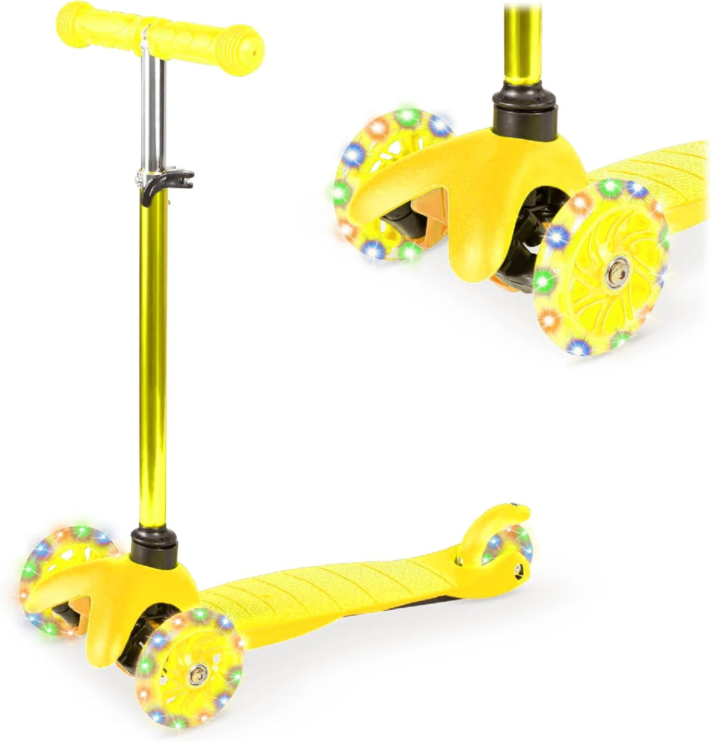 WYDK Kids Mini Kick Scooter Toy w/ Light-Up Wheels, Height Adjustable T ...