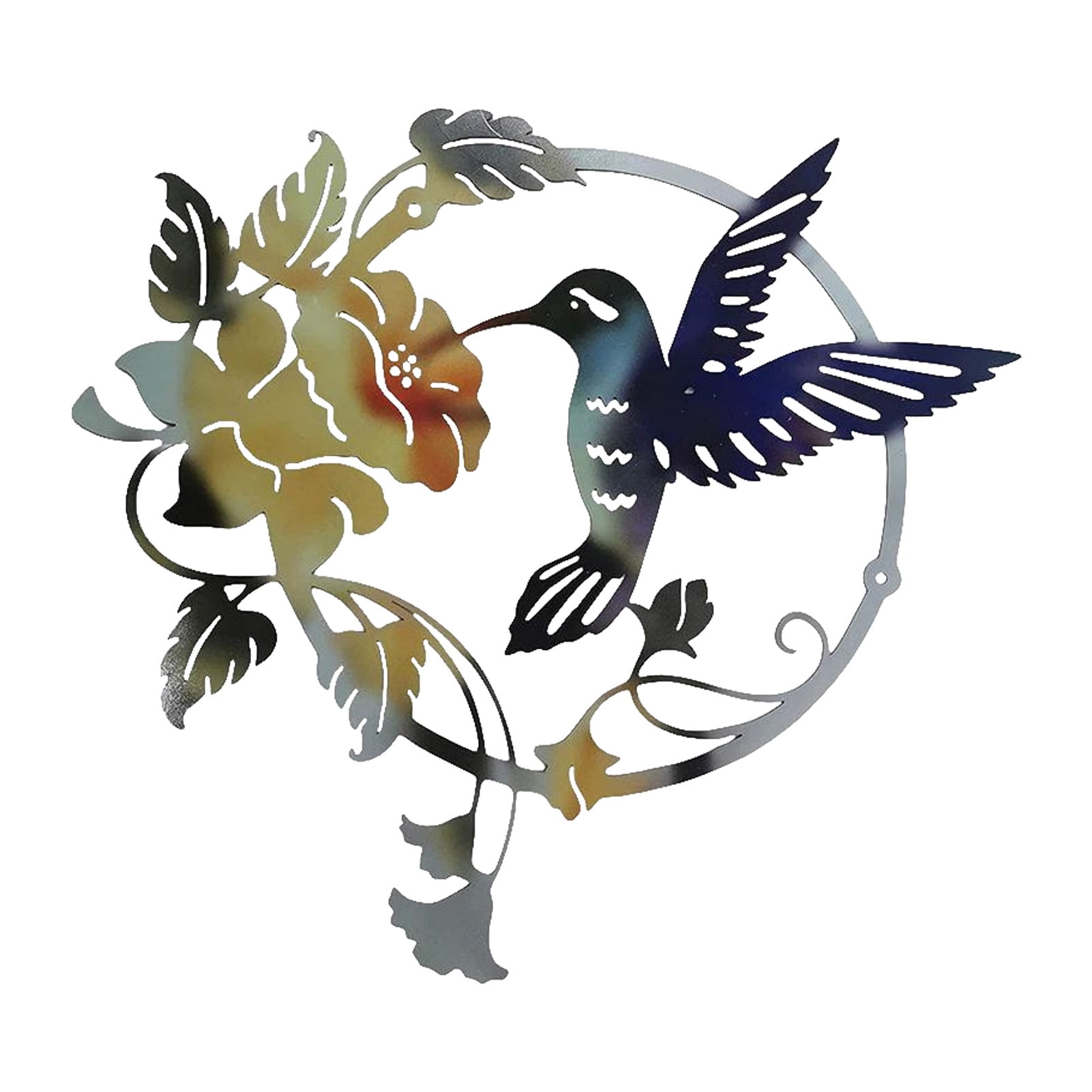 WYFCFF Bird Silhouette Wall Sculpture Metal Bird Wall Art Decor Hummingbird Flower Silhouette ...