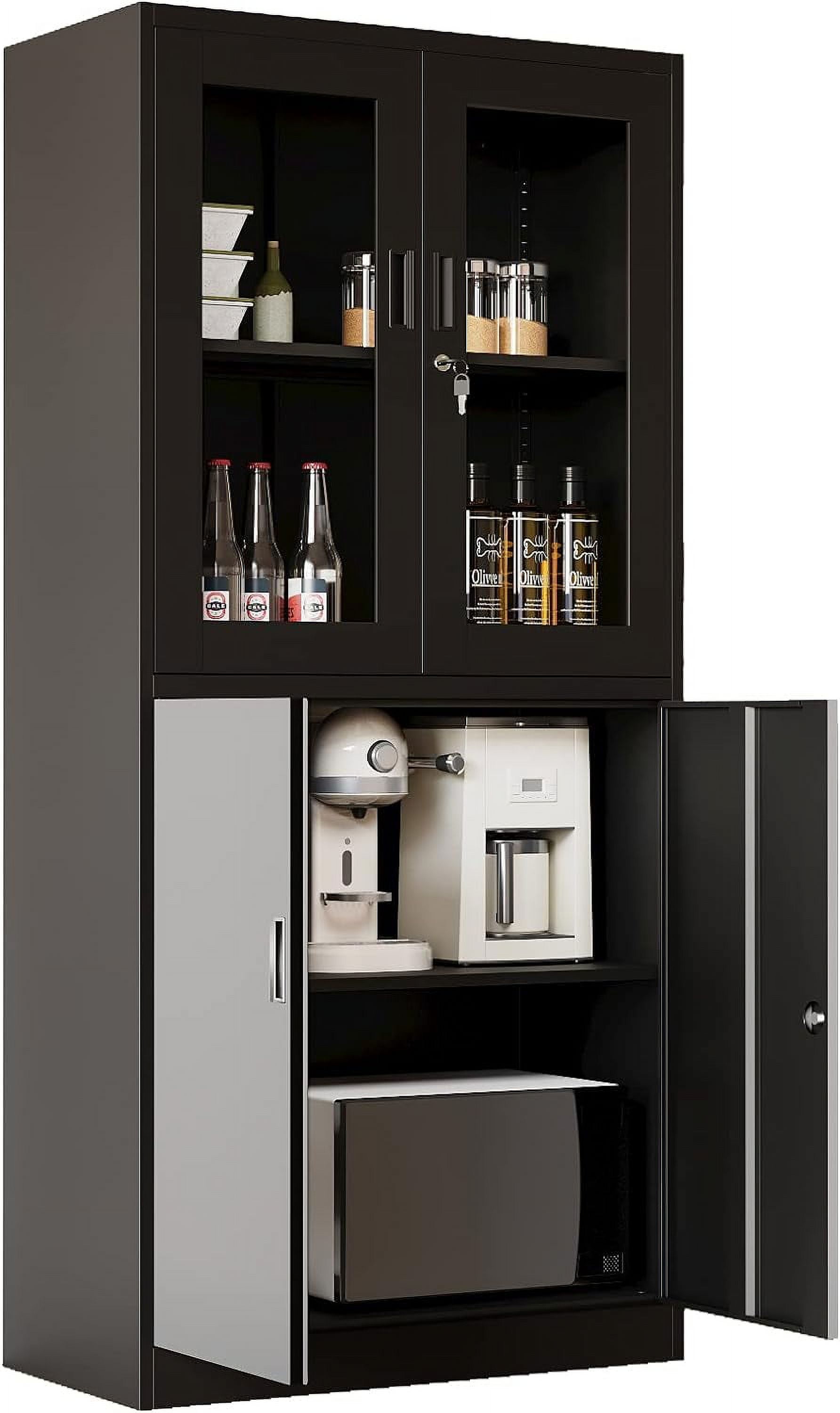 WYH Metal Storage Cabinet with Glass Doors - 71" Locking Display ...