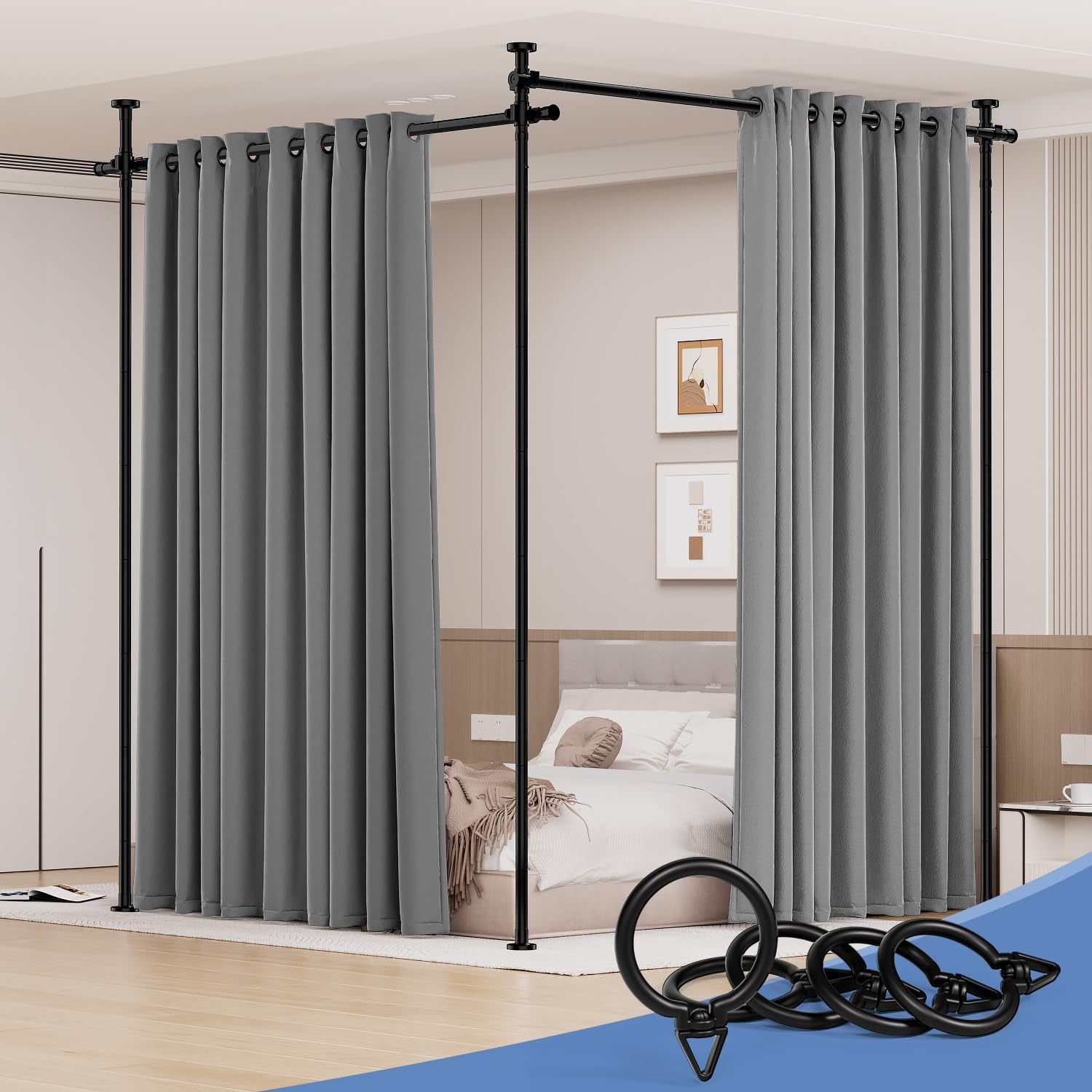 WYH Room Divider Curtains Rods No Drilling, 4-10Ft(H) Room Divider ...