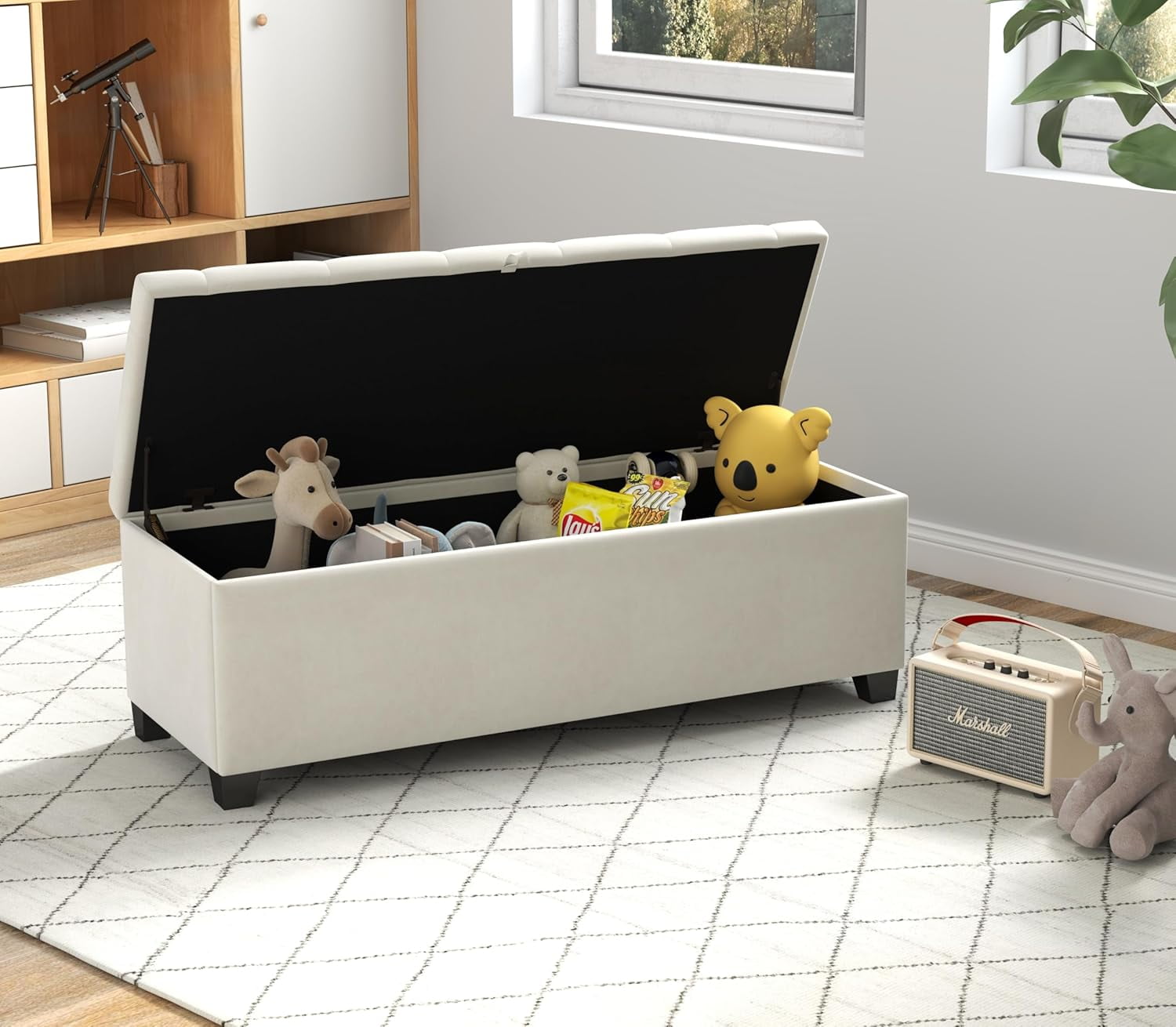 WYH Velvet Ottoman with Storage, 48" Tufted Storage Ottoman Bench with ...