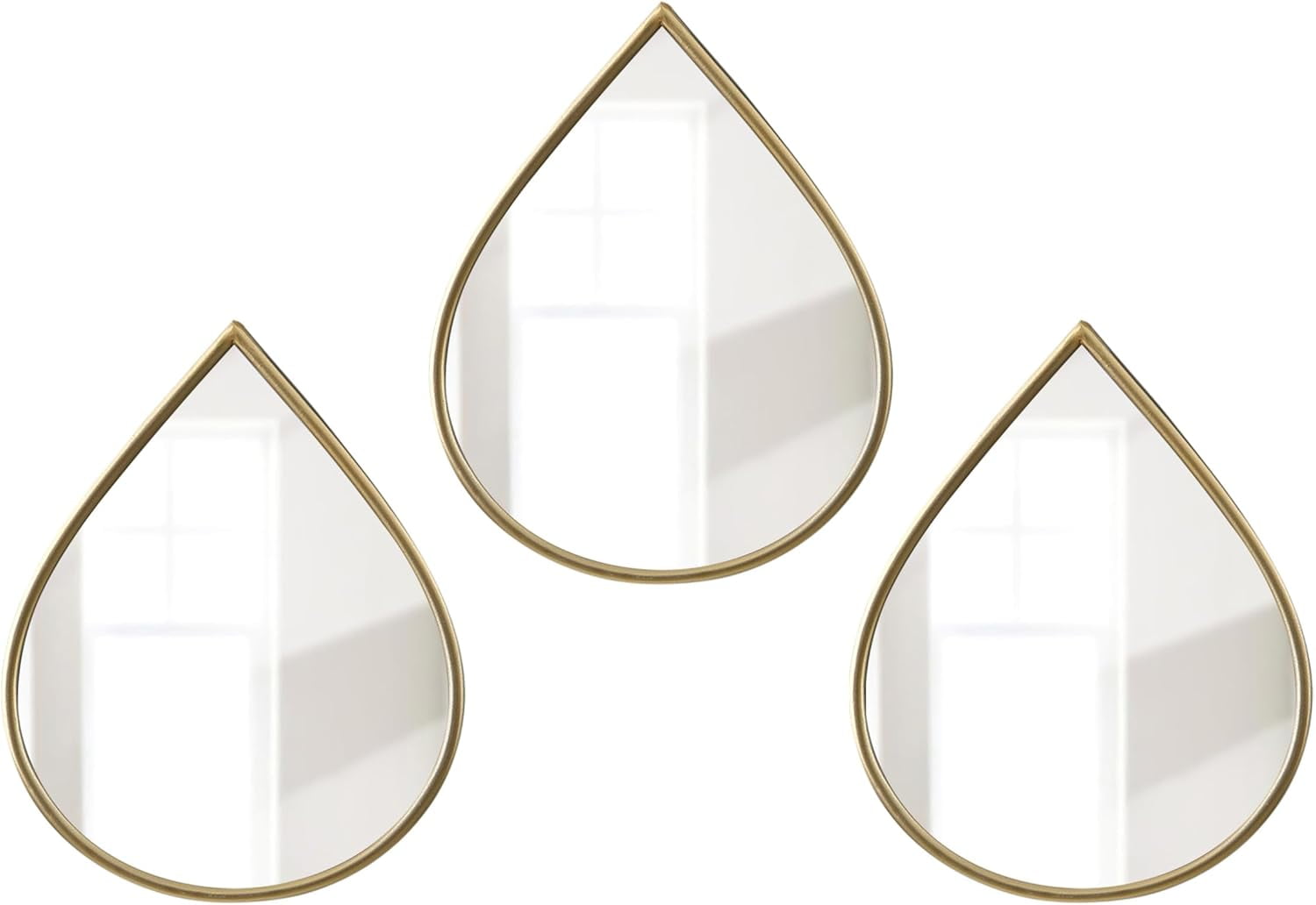 WYH Vintage Tear Drop Mirror Wall Decor Living Room Set of 3, Hanging ...