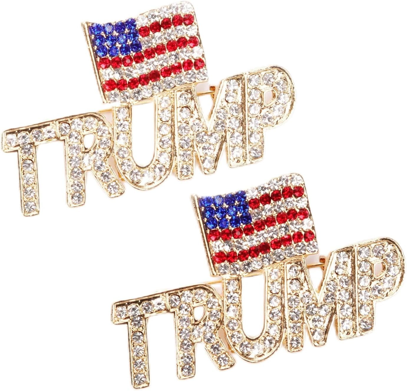 WYJ 2pcs Trump Pin with USA Flag, Crystal Trump Lapel Brooch ...