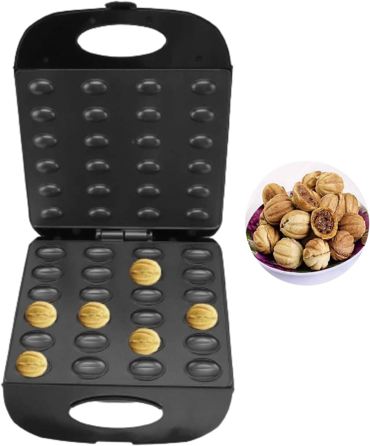 WYJ Electric Walnut Cake Maker, 24 PCS Automatic Mini Waffle Maker ...