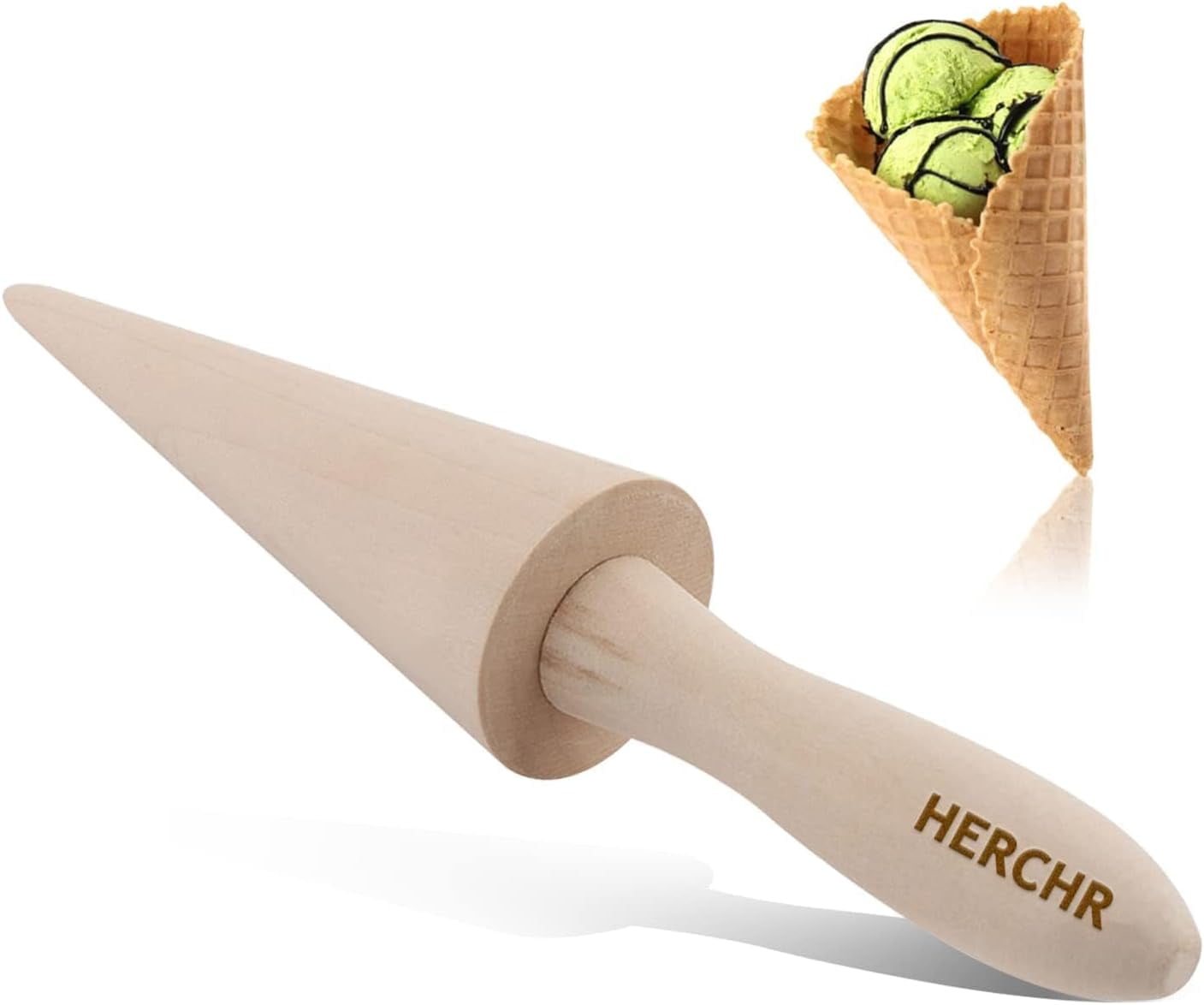 WYJ Wood Cone Roller Pizzelle Roller Krumkake Ice Cream Cone Roller ...