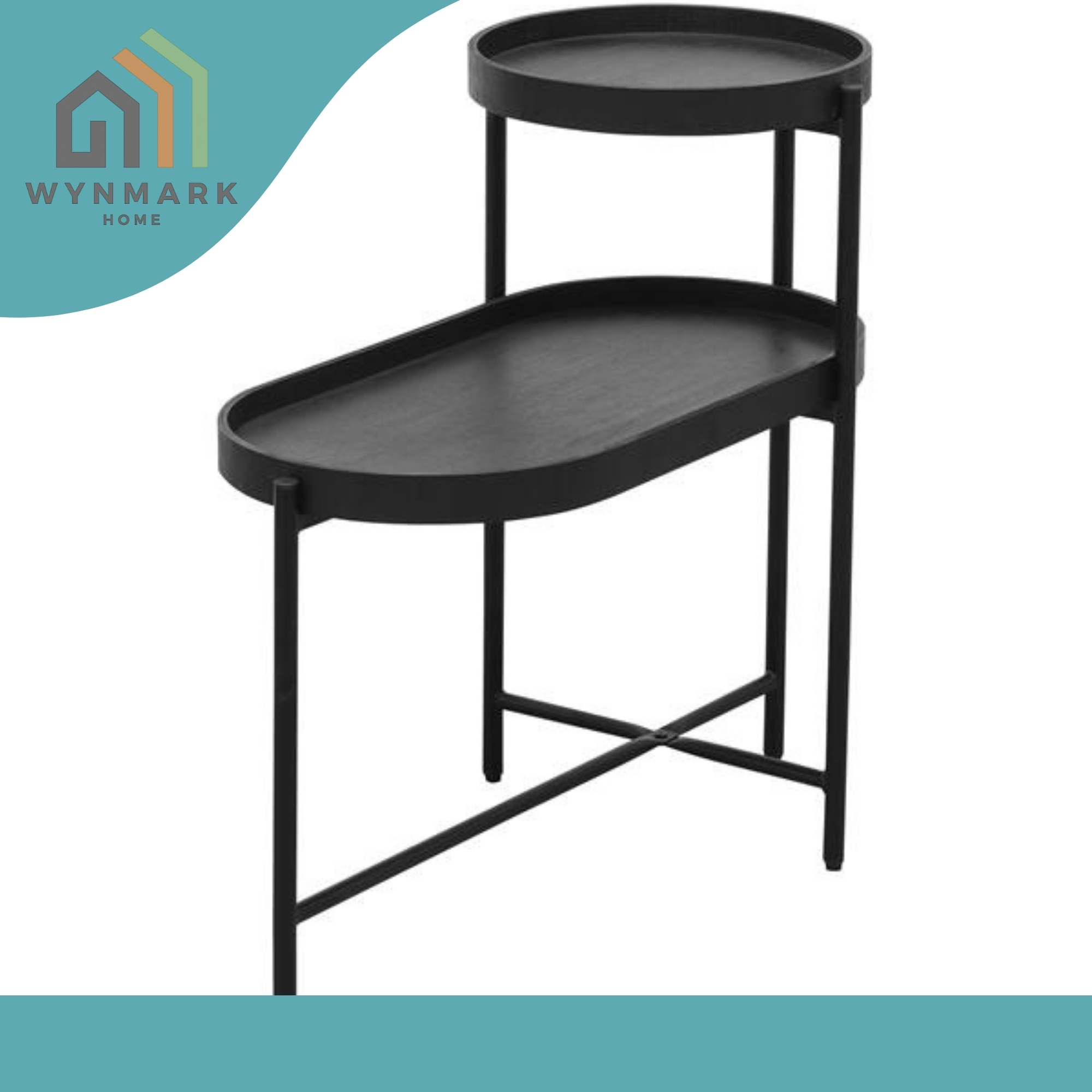 WYNMARK Home Modern End Table with Metal Frame and 2-Tier MDF Wood ...