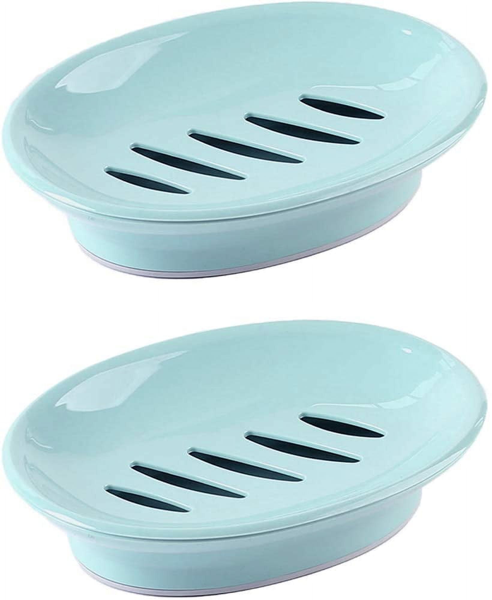 WYOK 2-Pack Soap Dish with Drain Plastic Sponge Holder Easy Cleaning ...
