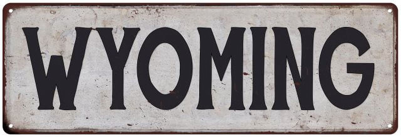 WYOMING Vintage Look Rustic Metal 6x18 Sign City State 206180041096 ...
