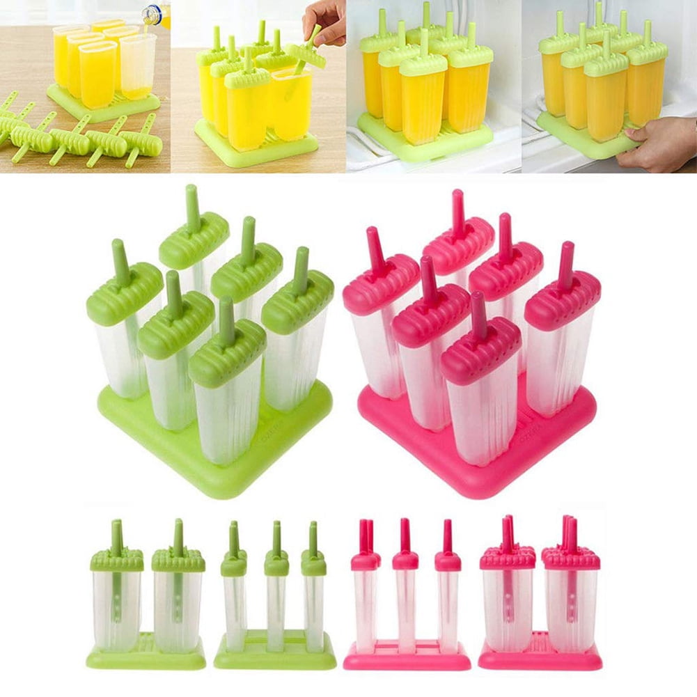 Popsicle Molds Set - 6 Grids Popsicle Makers Reusable Ice Popsicle ...