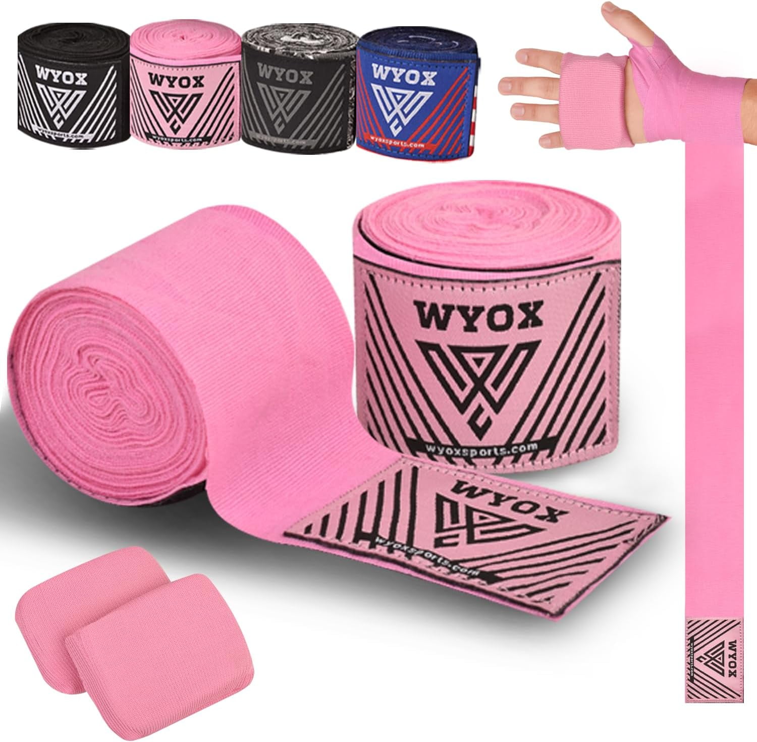 WYOX Boxing Hand Wraps with Knuckle Guards for Boxing and MMA - Pink ...