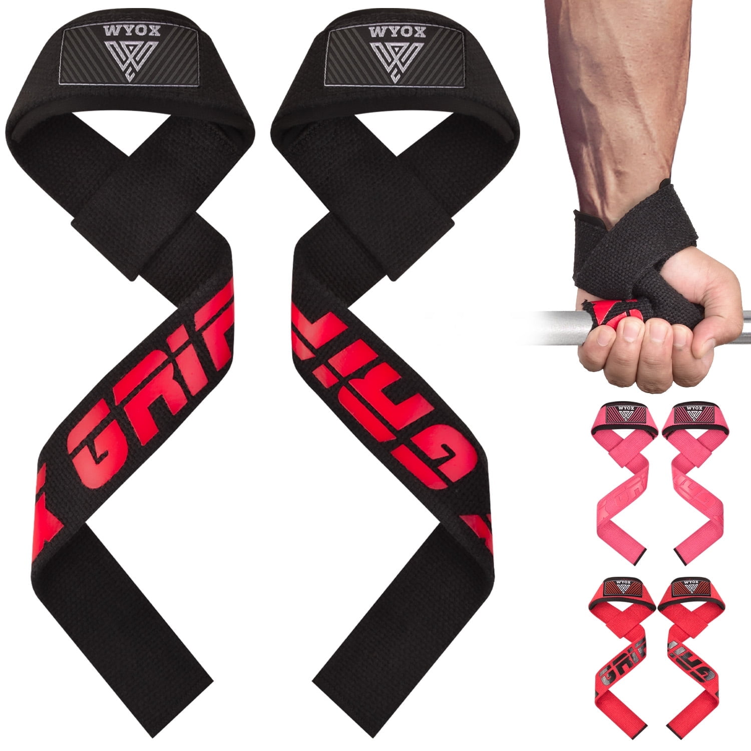 WYOX Sports Lifting Wrist Straps with Padded Support for Weightlifting ...