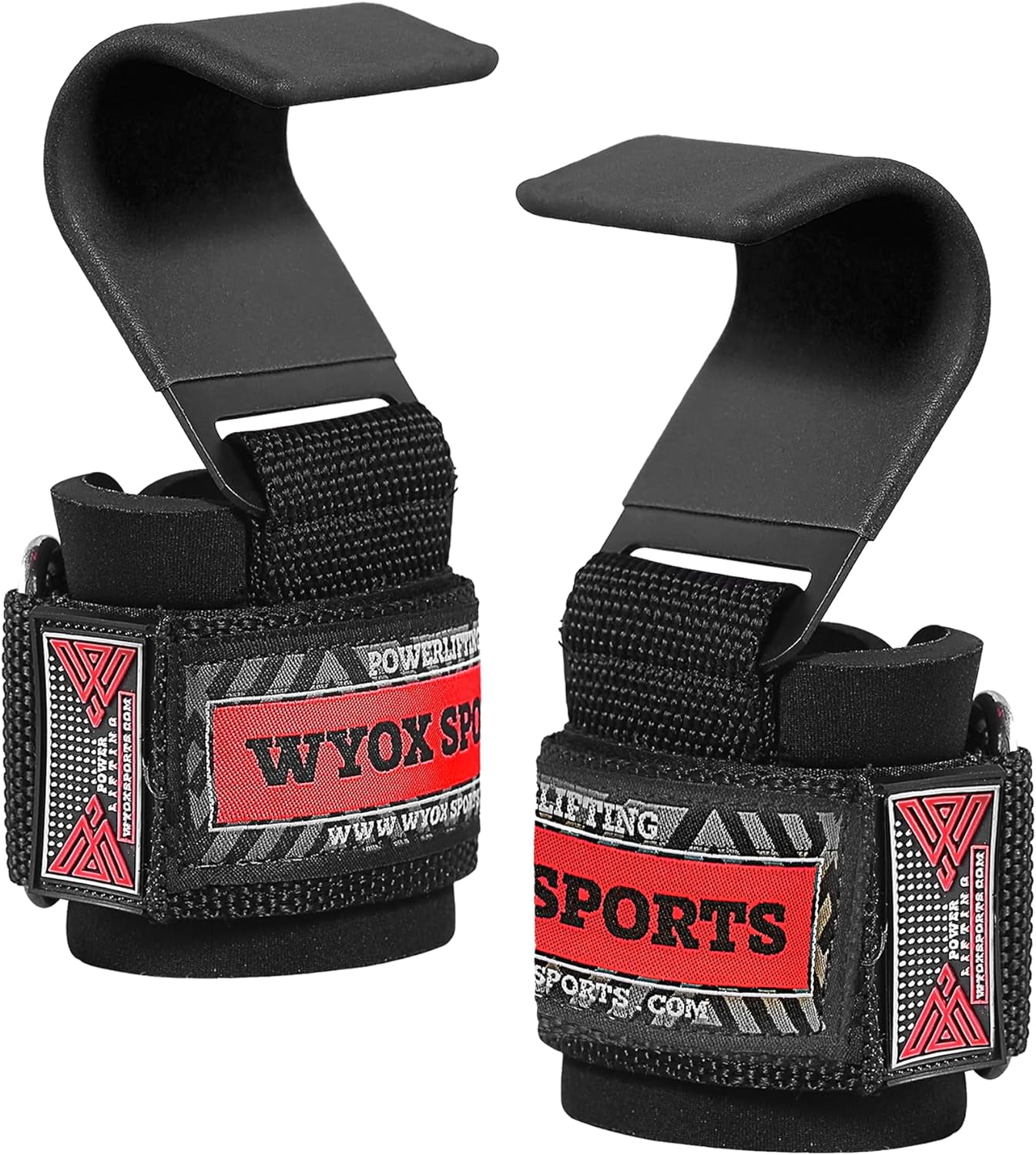 WYOX Weight Lifting Hook Wrist Straps for Both Hands - 7mm Thick ...