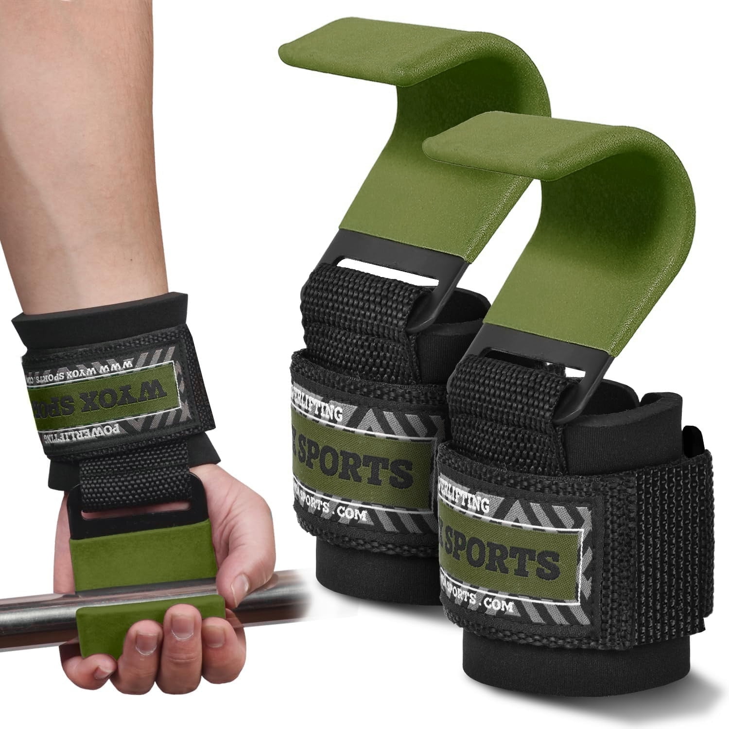 WYOX Weight Lifting Hooks Red (Pair) – Exercises, 7mm Padded Wrist ...