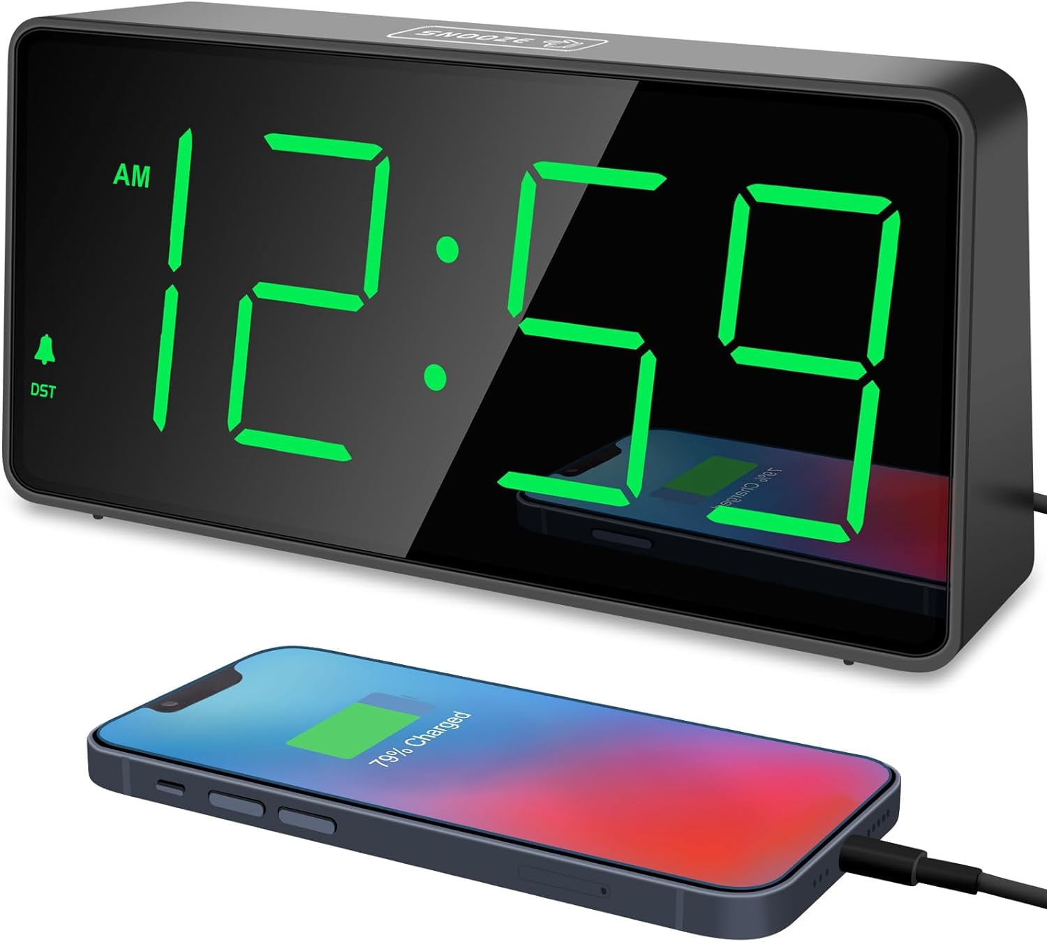 WYSHOP Digital Alarm Clock for Bedroom Bedside, Large Display 5 Dimmers ...