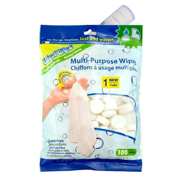 WYSI Multi-Purpose Wipes - Just Add Water - 100 Compressed Tablets & 1 ...