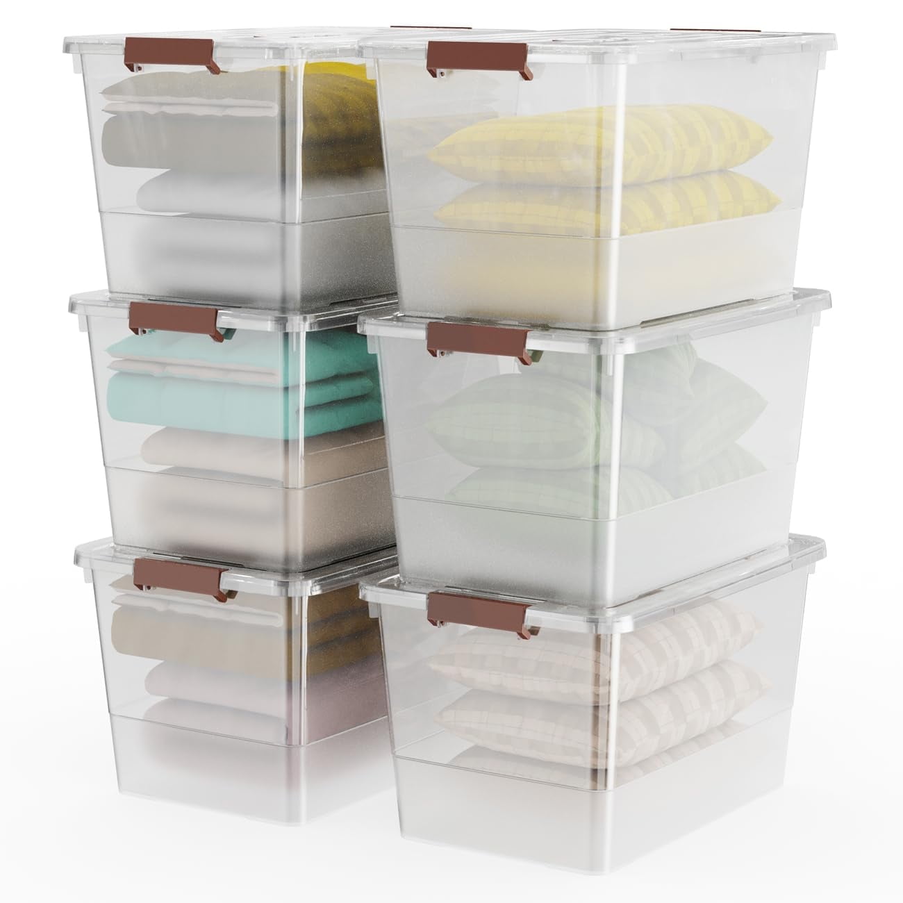 WYT 53 Quart Clear Storage Bins with Lids, Plastic Stackable Storage ...